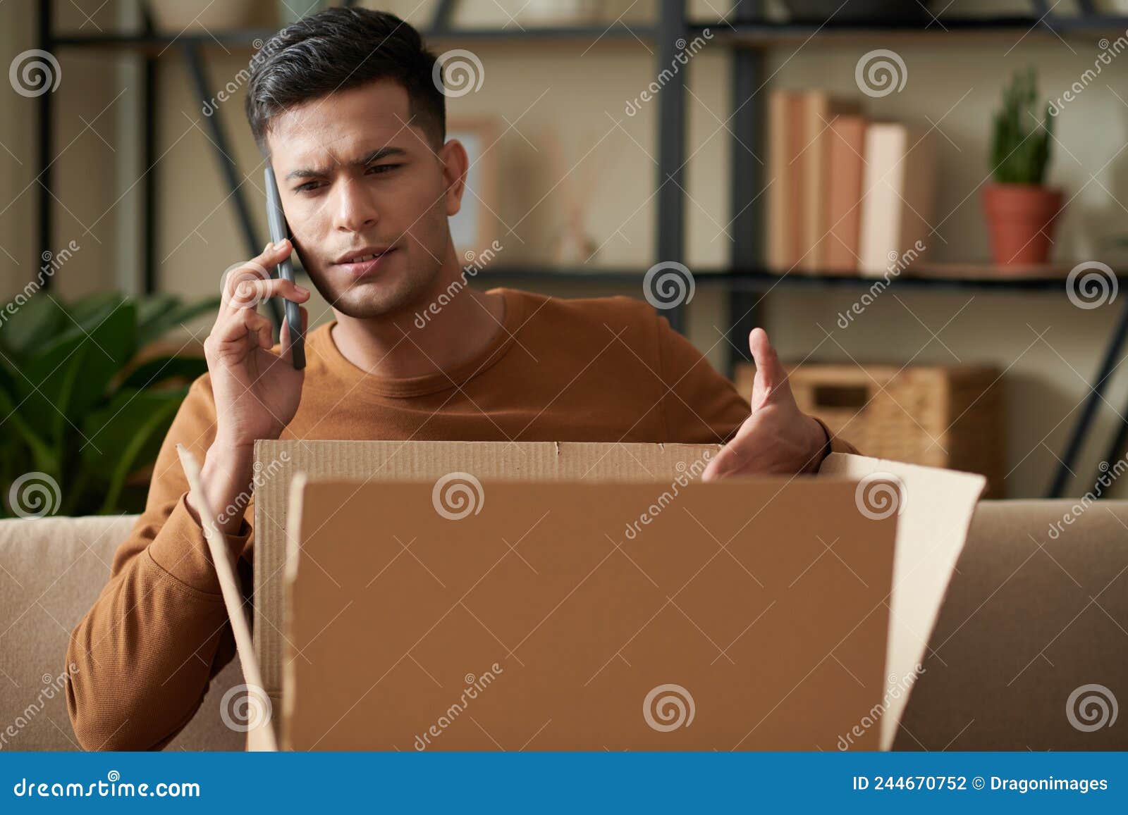 Angry Customer Calling To Delivery Service Stock Photo - Image of order ...
