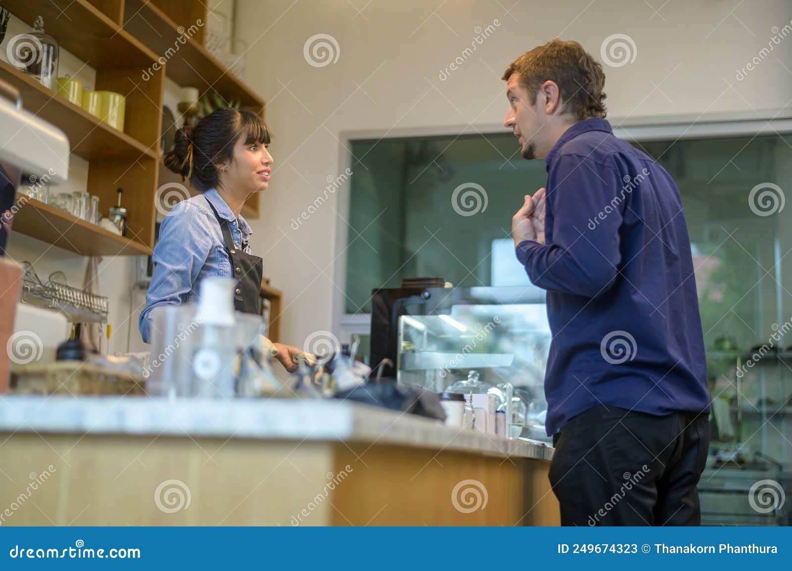Angry Customer Complaining about Barista in Coffee Shop Stock Image ...