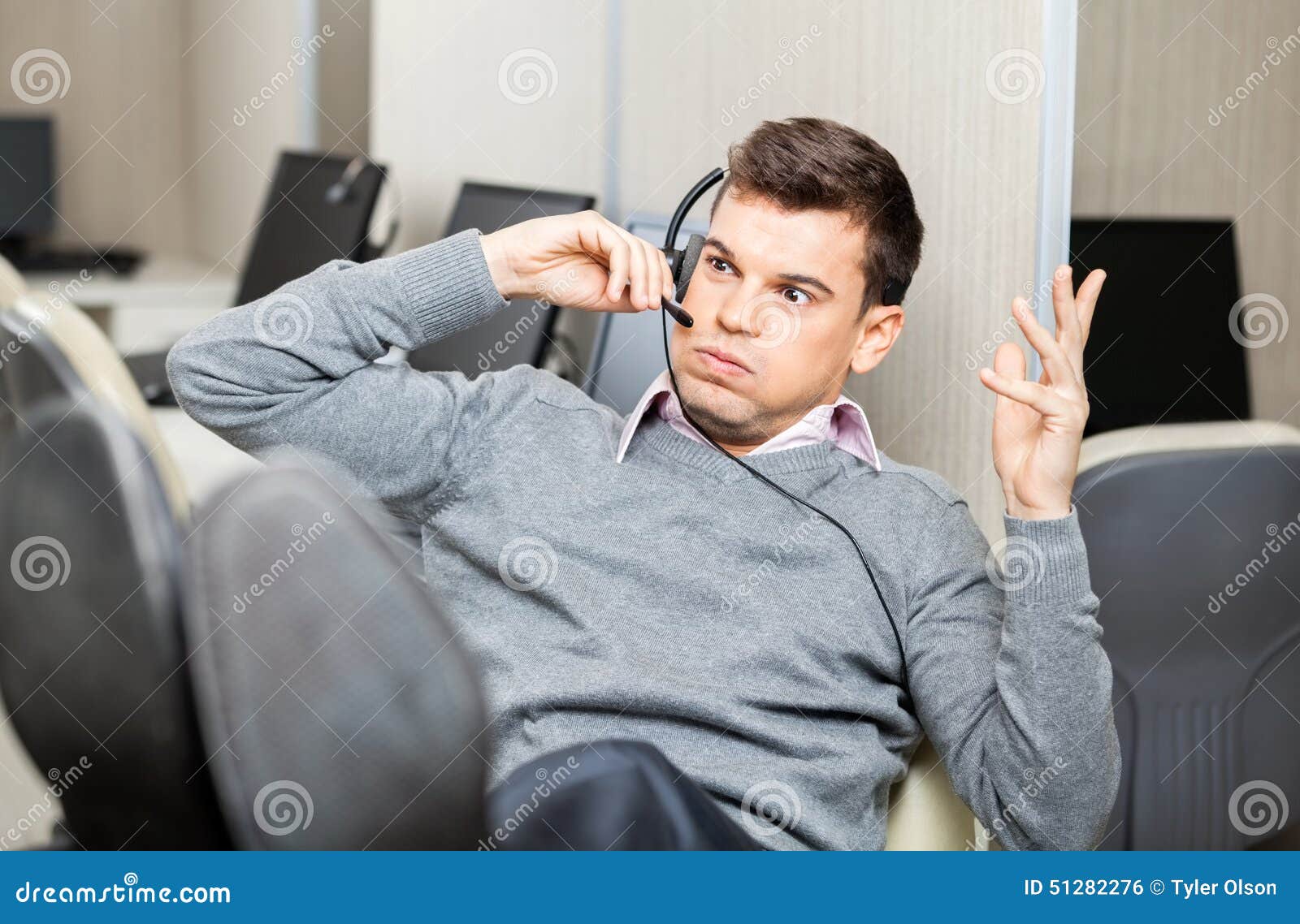 Angry Customer Service Representative Gesturing Stock Photo - Image of ...