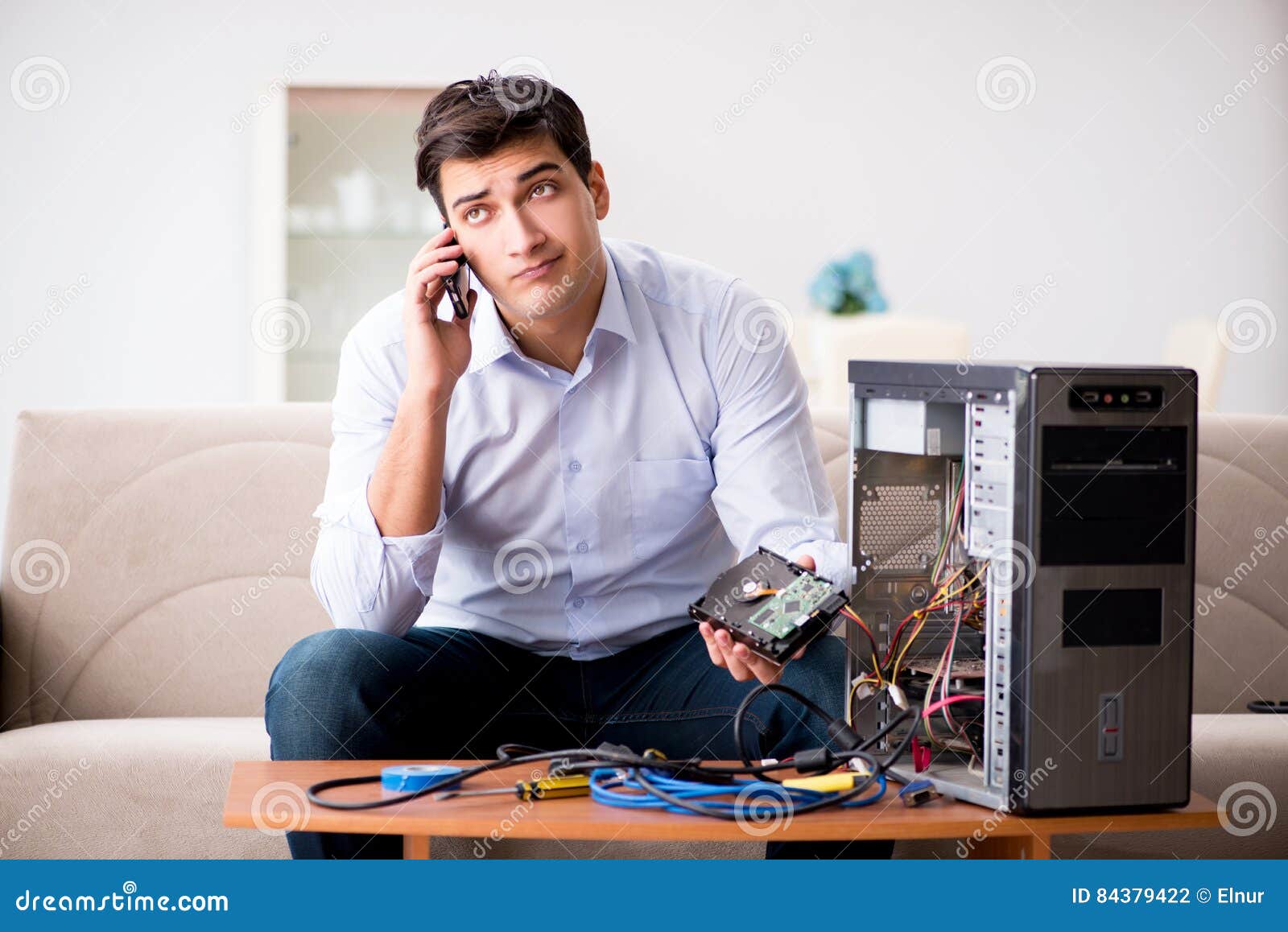 The Angry Customer Trying To Repair Computer with Phone Support Stock ...