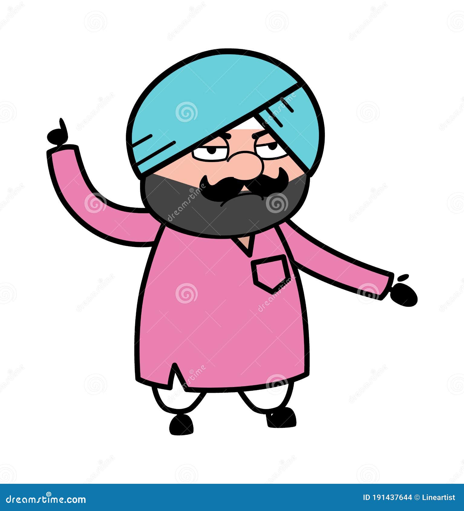 Angry Cute Sardar Cartoon with One Hand Raised Stock Illustration ...