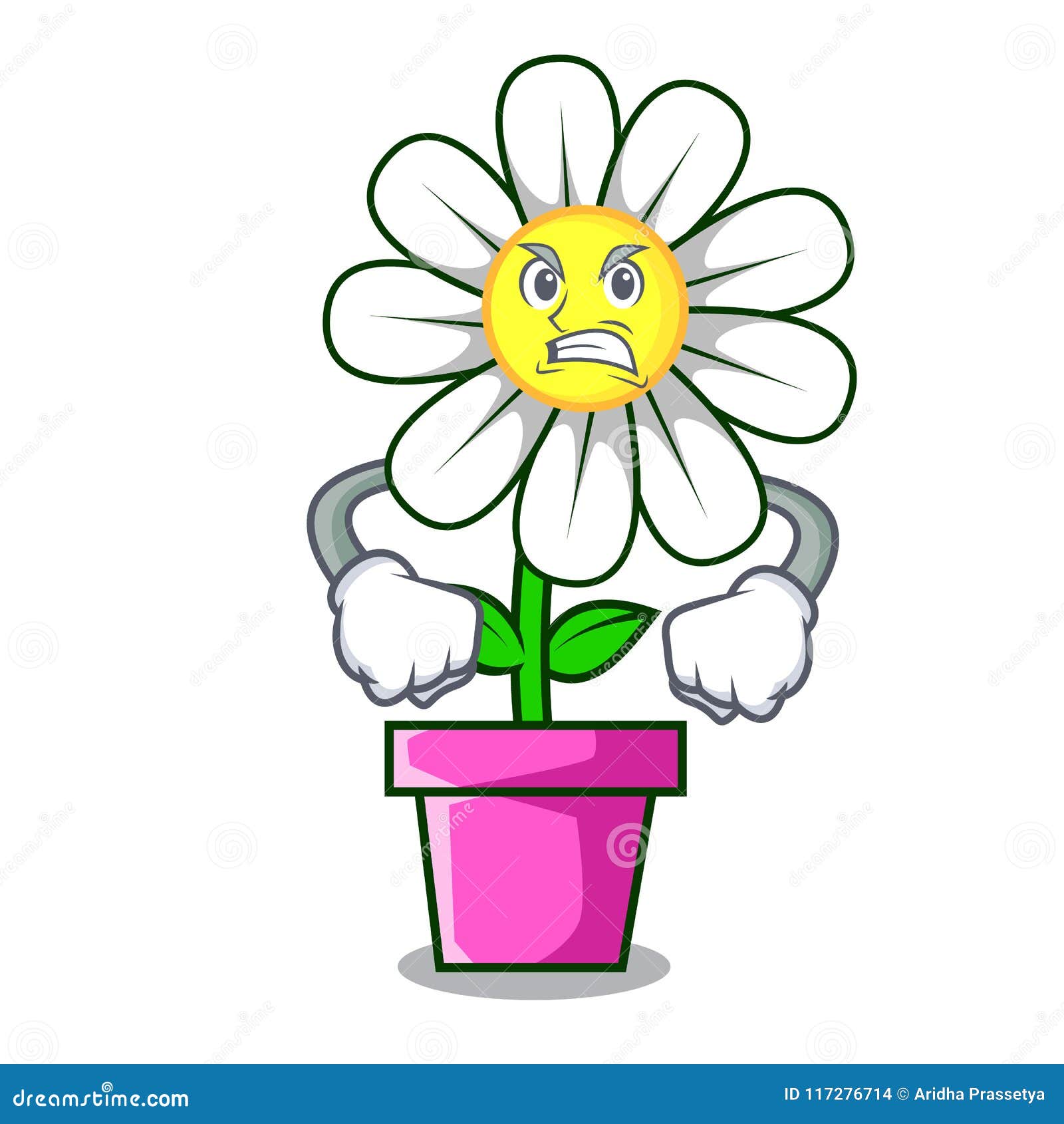 Angry Daisy Flower Mascot Cartoon Vector Illustration | CartoonDealer ...