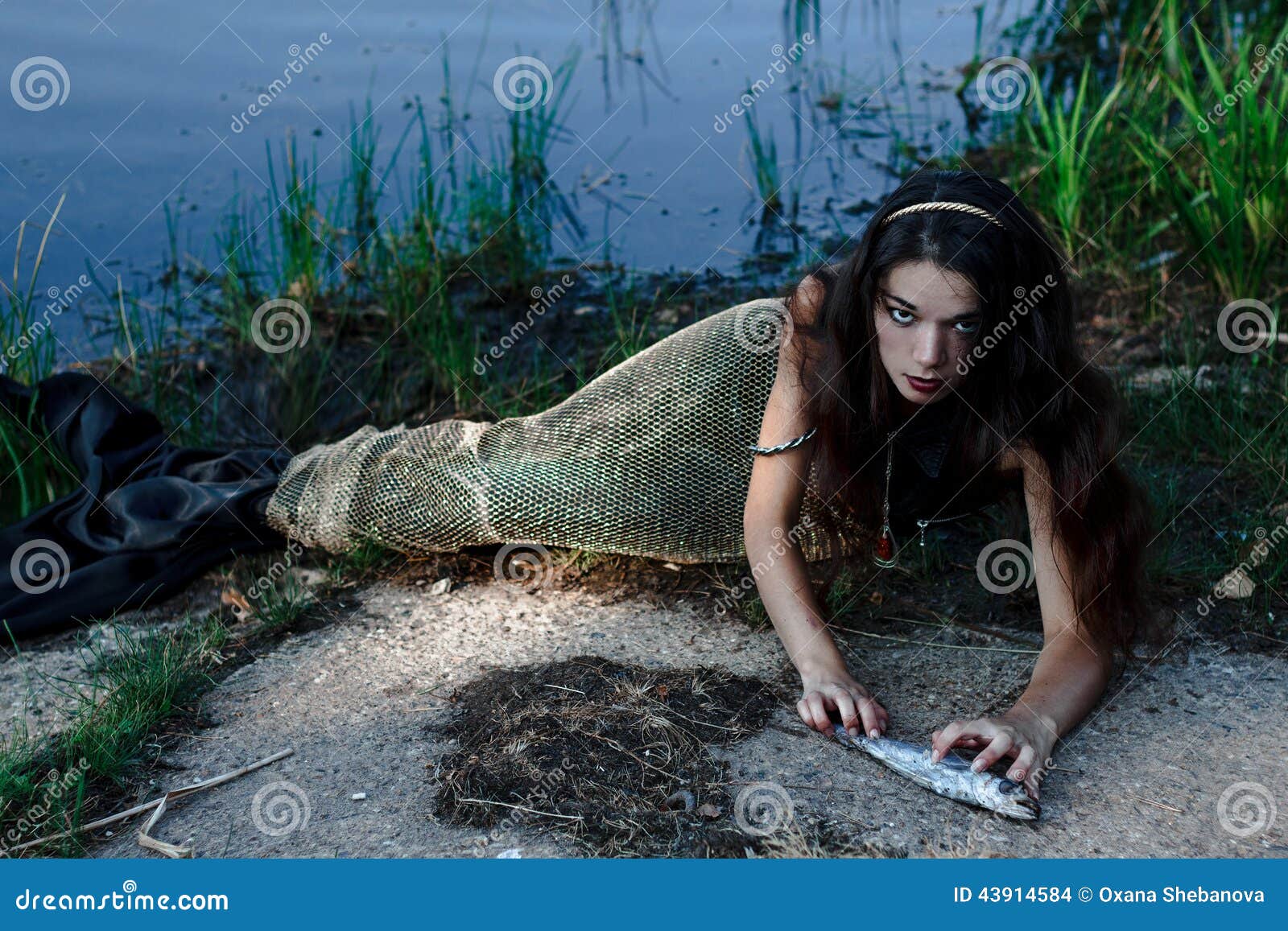 Angry Dangerous Mermaid Eating Fish Stock Photo - Image of fish, river ...