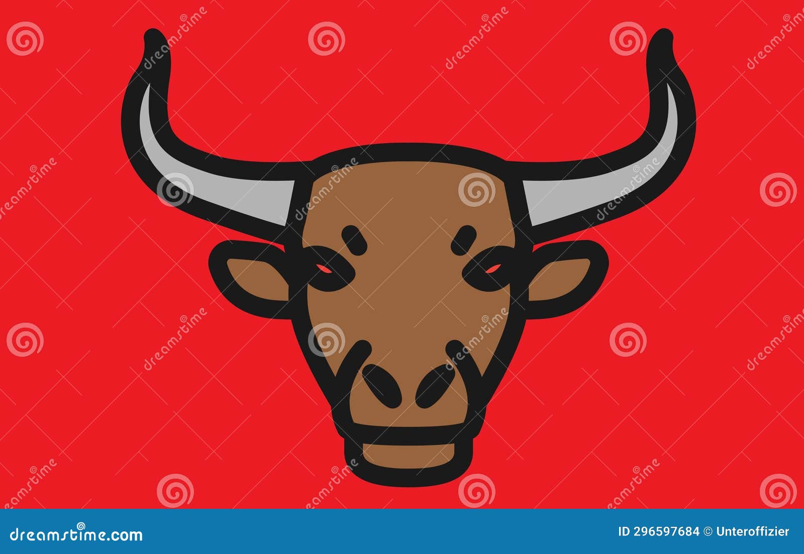 An Angry Dark Brown Bull Head Against a White Backdrop Stock ...