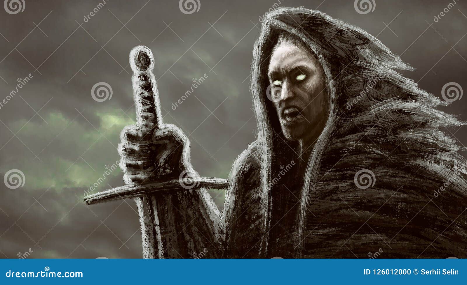 Monk With Sword Silhouette Set Cartoon Vector | CartoonDealer.com #67433035