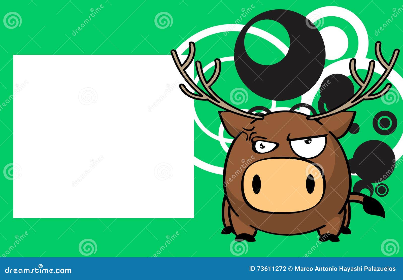 Angry Deer Ball Frame Cartoon Background Vector Illustration ...