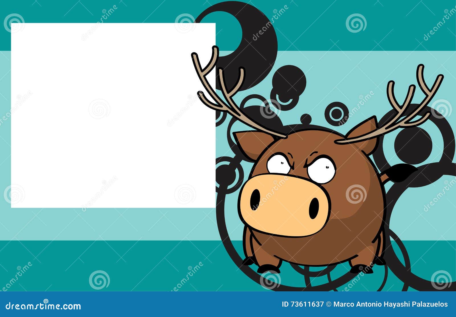 Angry Deer Ball Frame Cartoon Background Vector Illustration ...