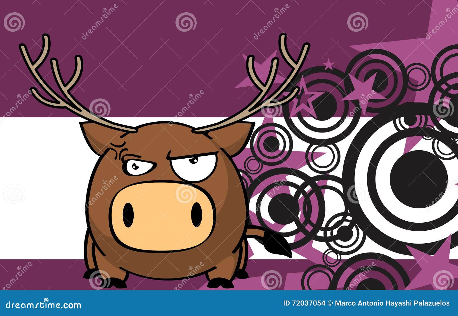 Angry Deer Ball Frame Cartoon Background Vector Illustration ...