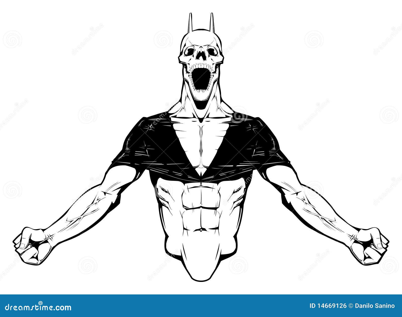 Angry Demon Face Screams From Darkness. Green Color Royalty-Free Stock ...