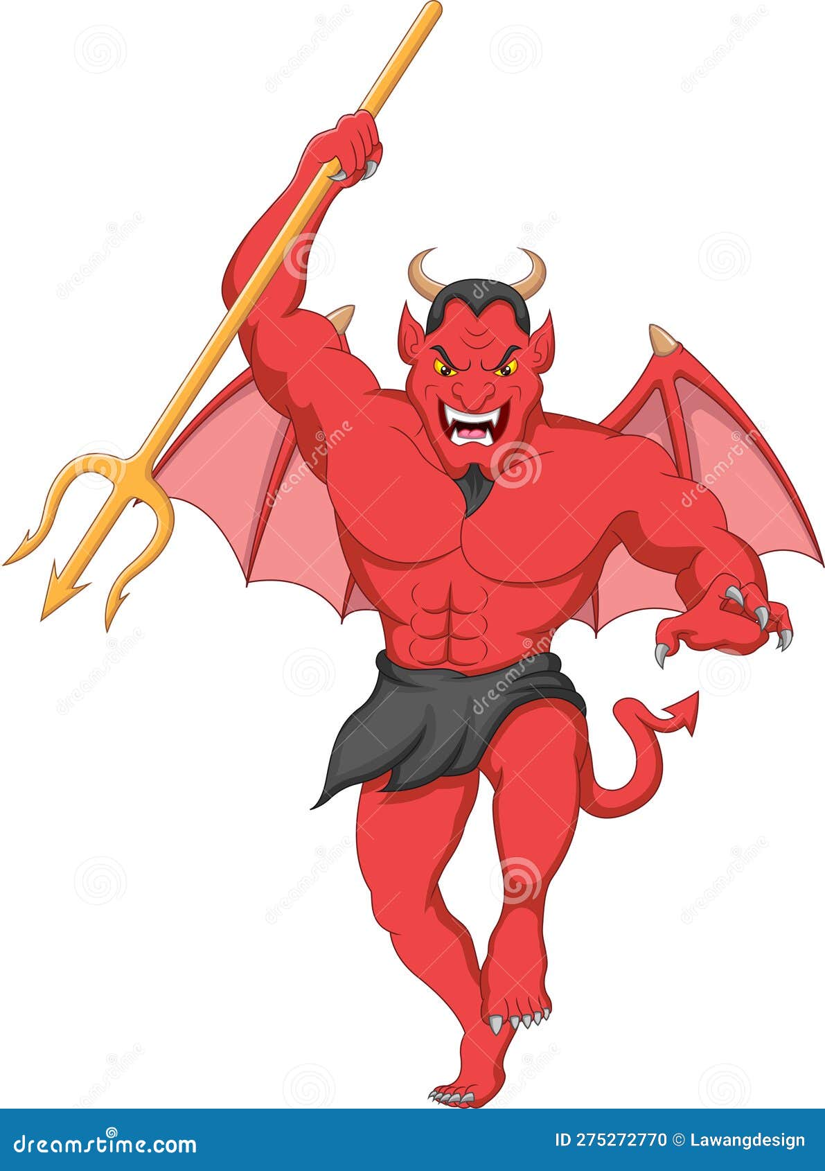 Angry Demon Holding a Trident Cartoon Stock Vector - Illustration of ...