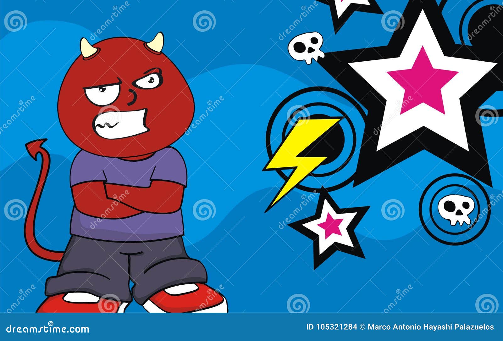 Angry Demon Kid Cartoon Expression Background Stock Vector ...