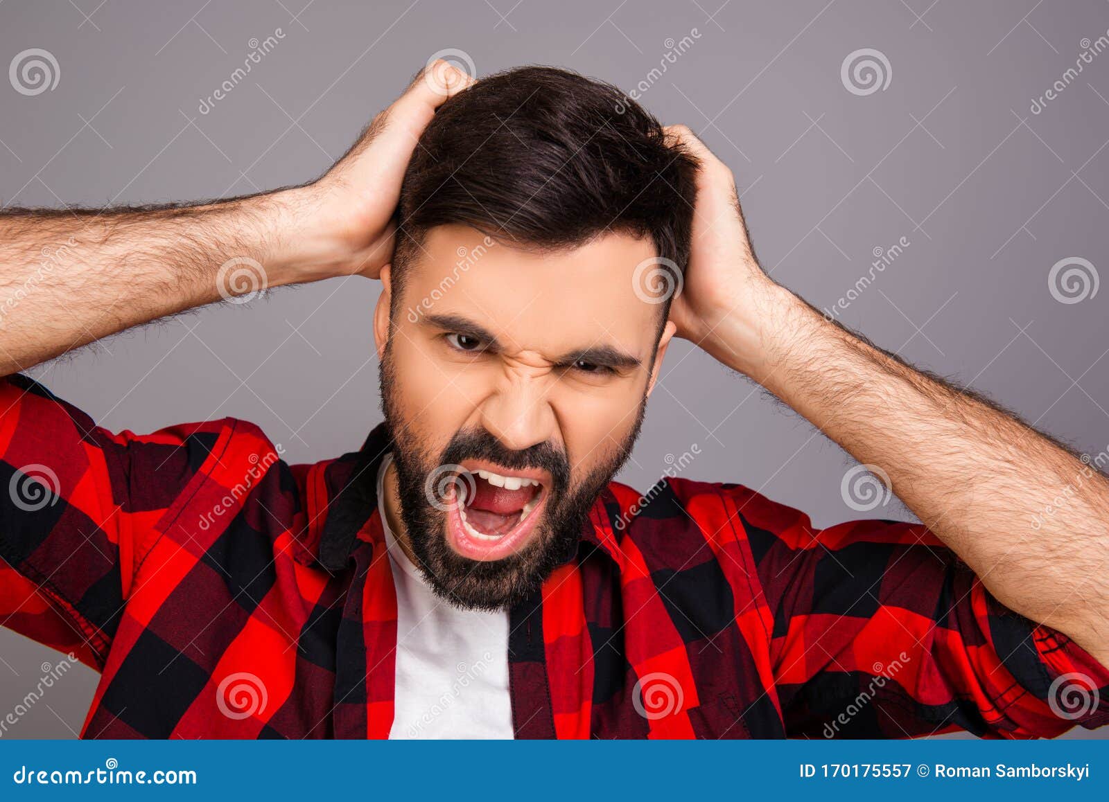 Angry Depressed Tired Man Touchung His Head Stock Image - Image of ...