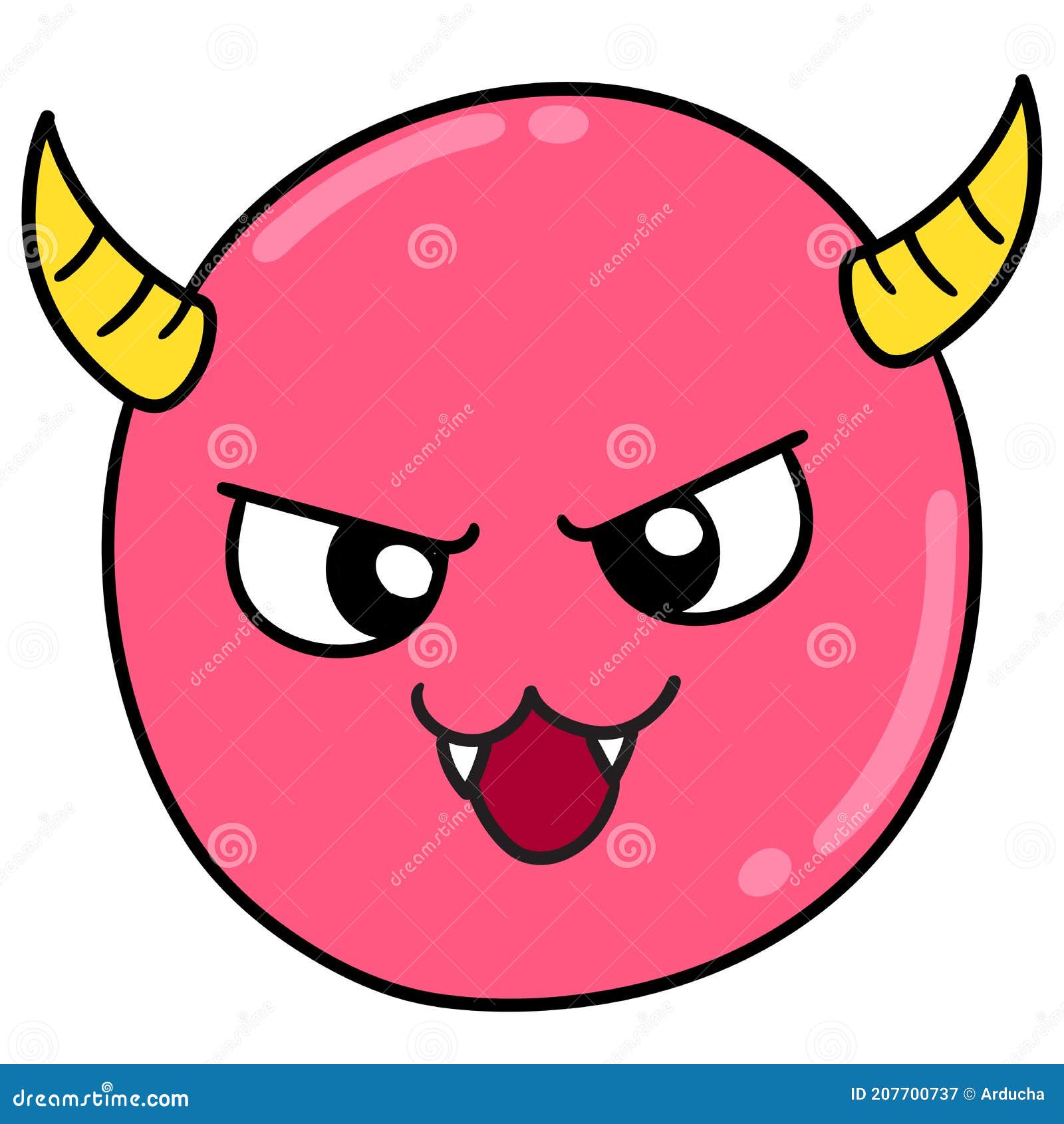 Angry Devil Emoticon with a Red Face, Doodle Kawaii. Doodle Icon Image ...