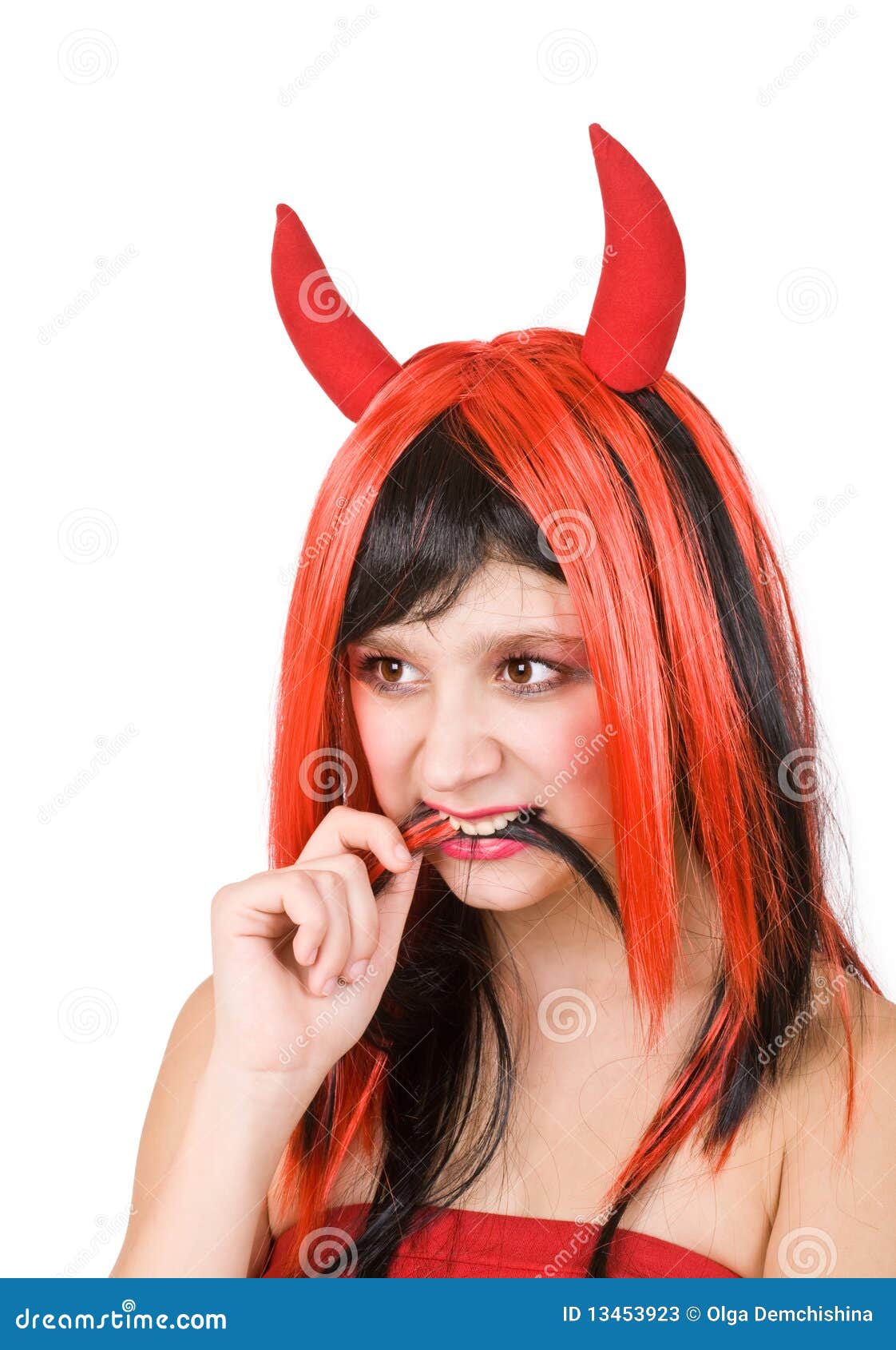 Angry devil girl stock image. Image of halloween, lovely - 13453923