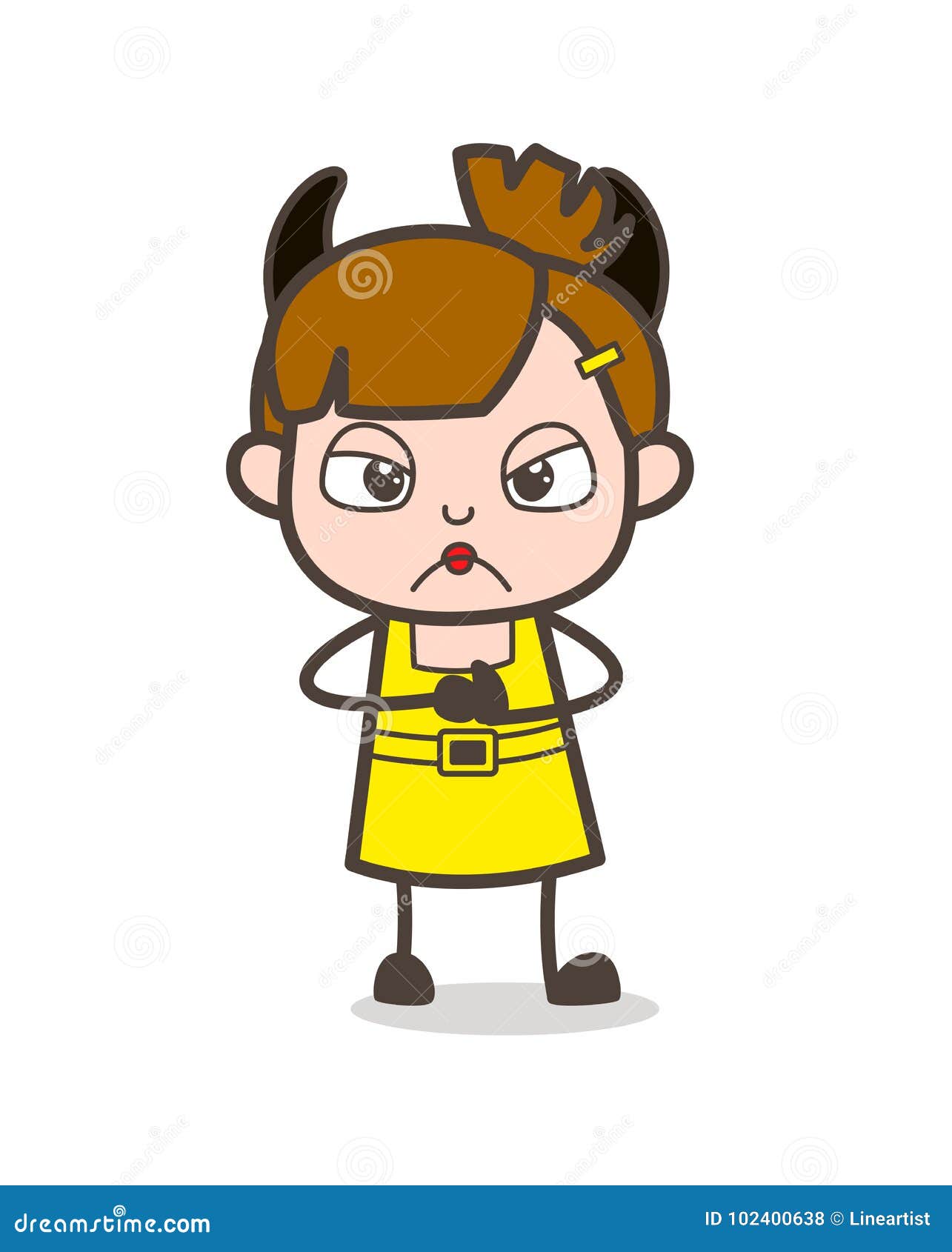 Angry Devil Kid - Cute Cartoon Girl Vector Stock Illustration ...