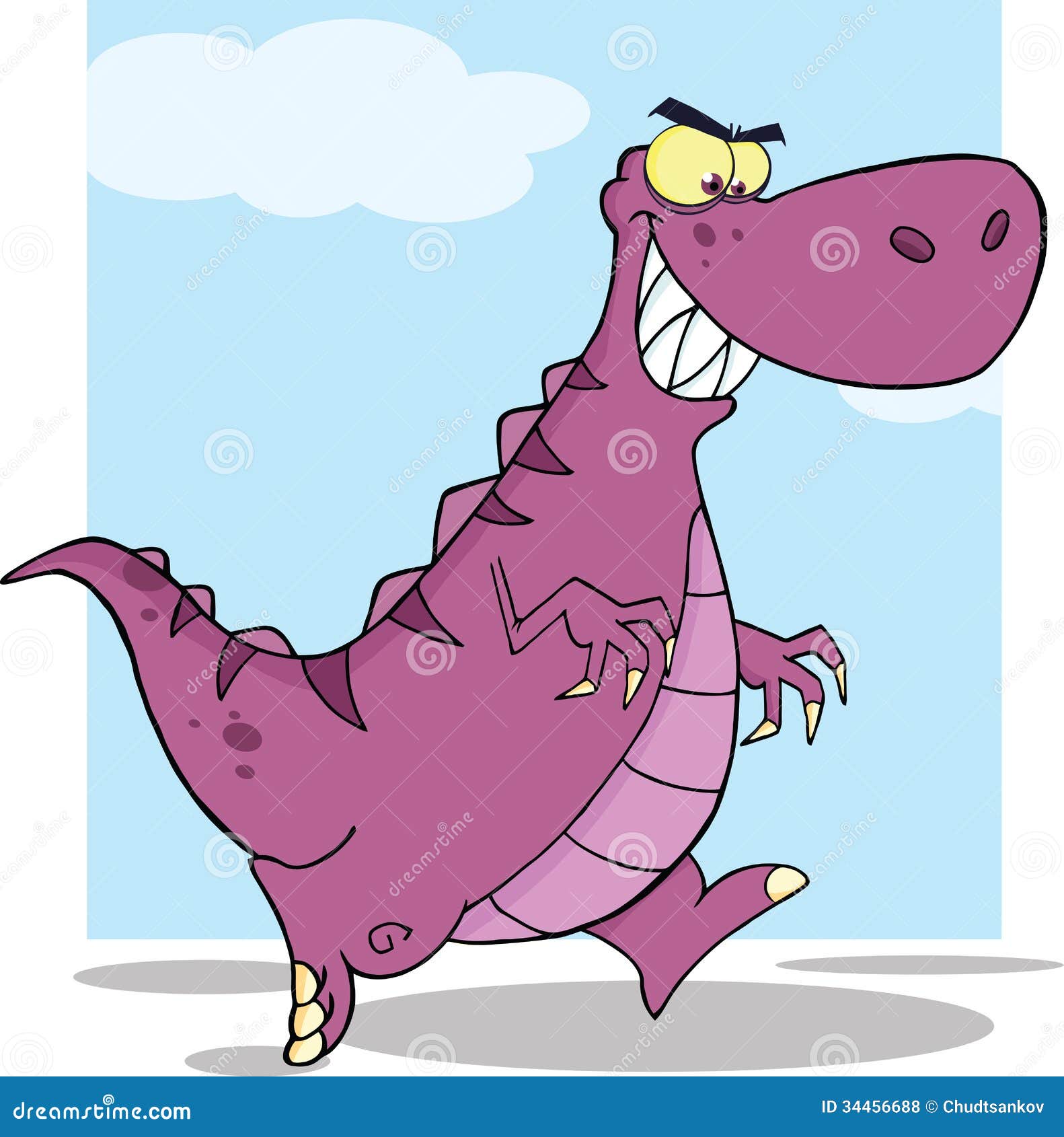 Angry Dinosaur Cartoon Character Running Stock Vector - Illustration of ...