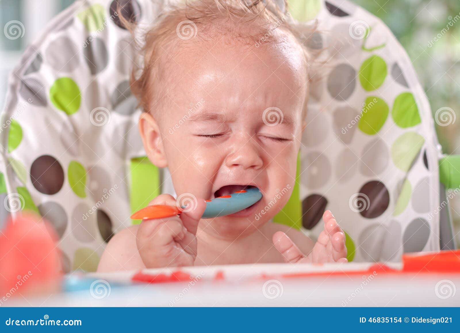 Angry Disobedient Baby Child Will Not Eat, Feeding Problems Stock Photo ...