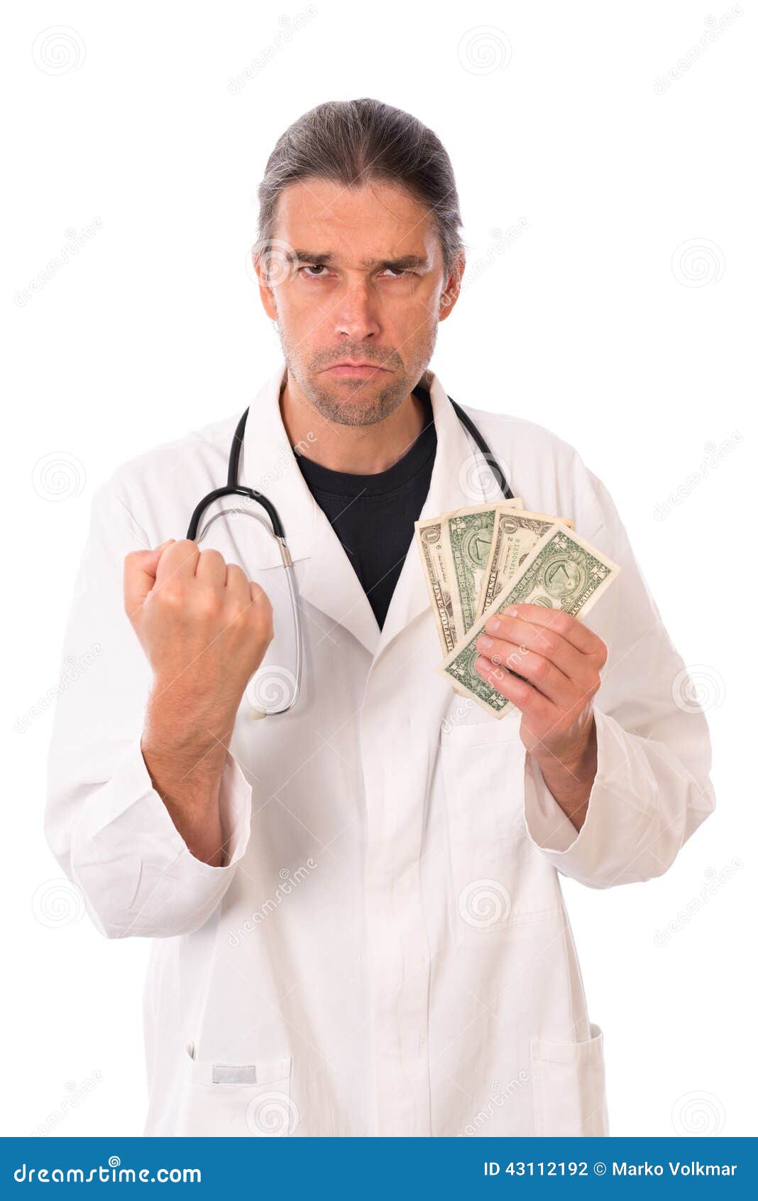 Angry doctor with money stock photo. Image of medicine - 43112192