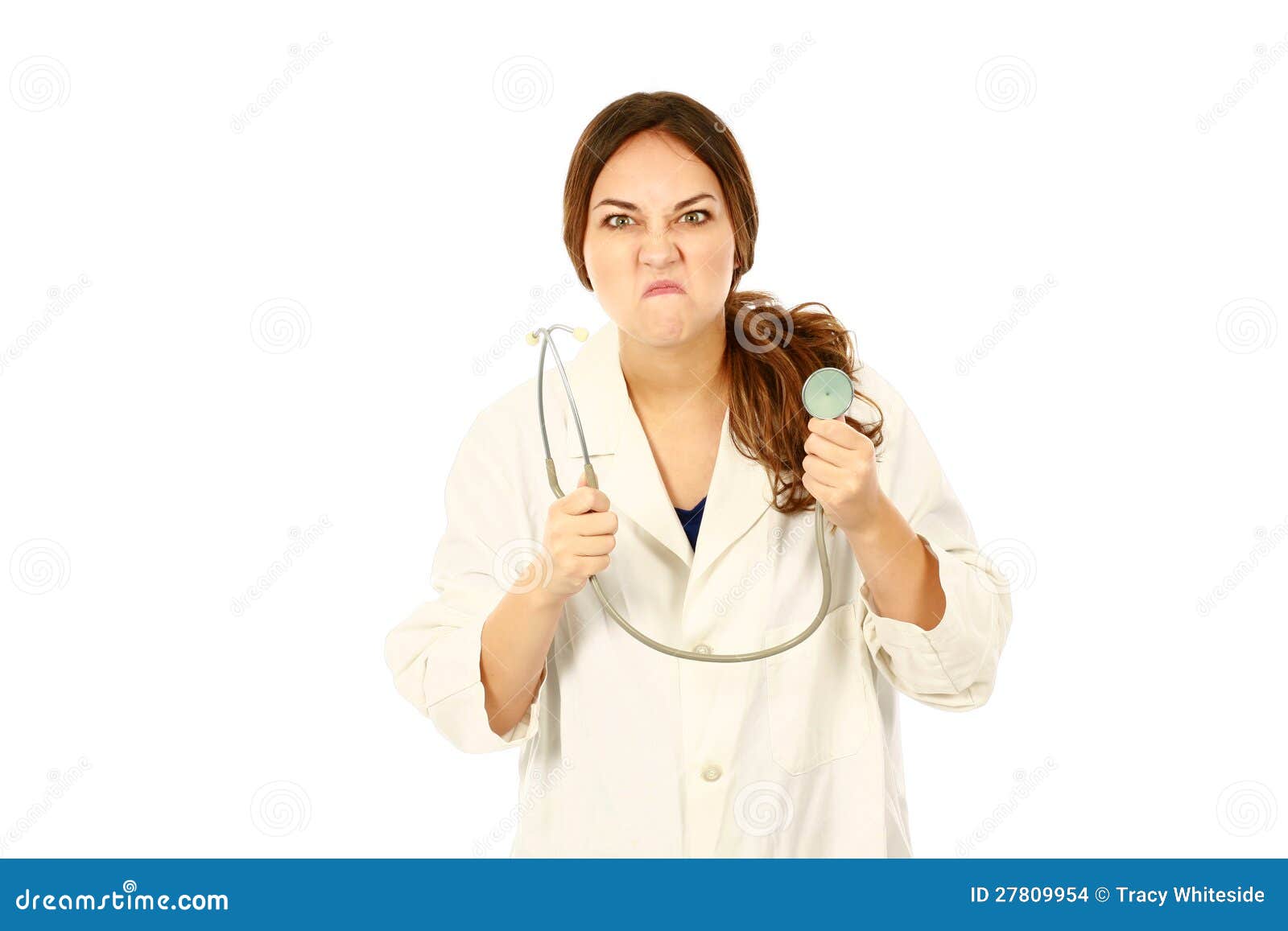 Angry Doctor with Stethoscope Stock Photo - Image of intern, injection ...