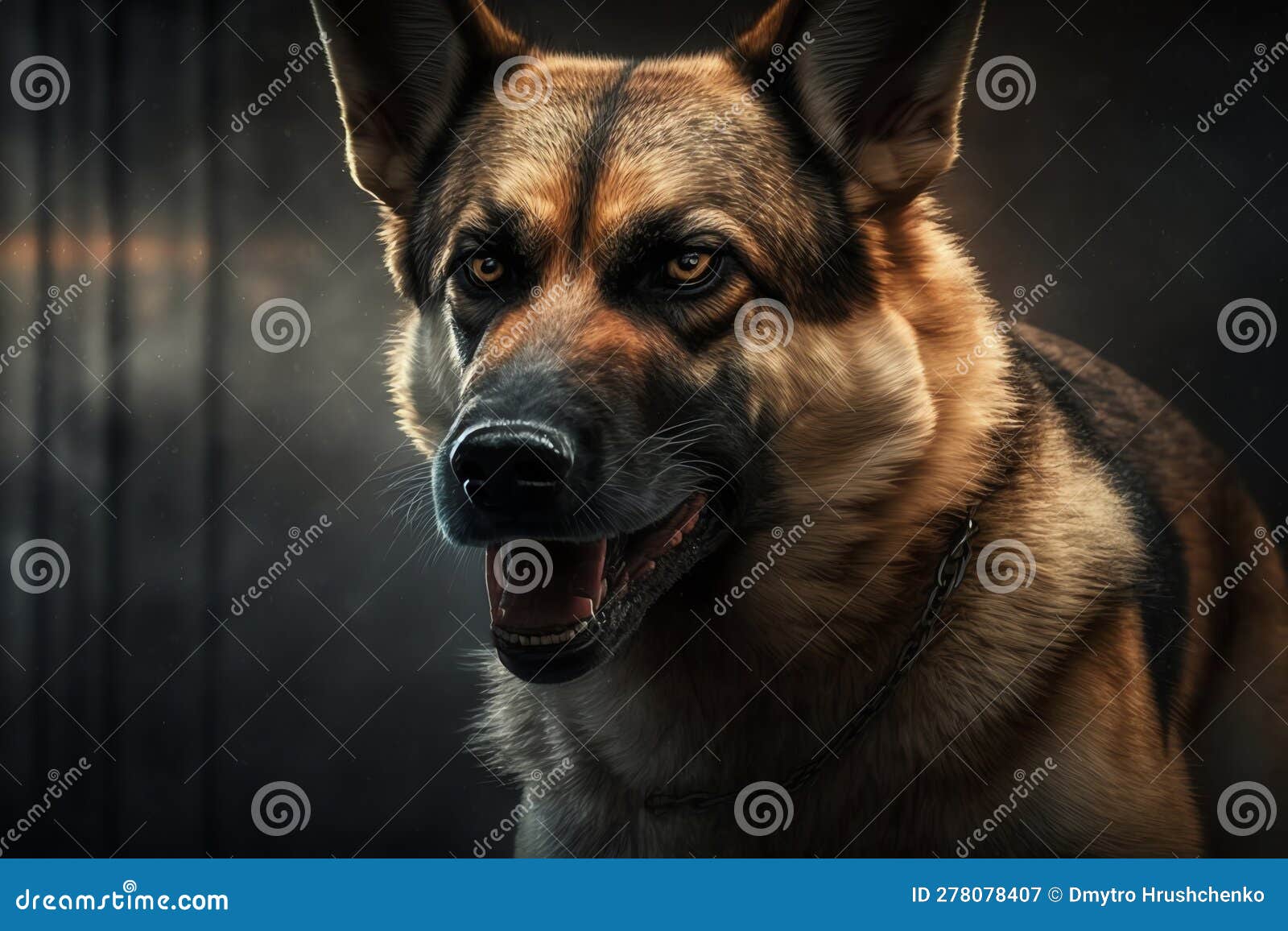Angry Dog on Dark Background. Agressive Dog Barking Close Up Stock ...