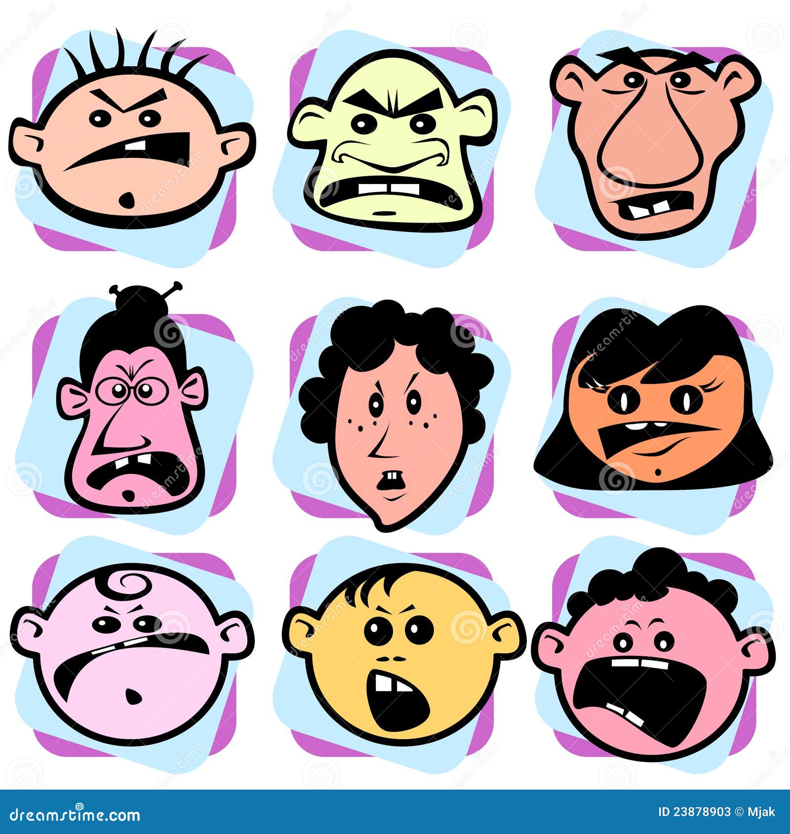 Angry doodle faces stock vector. Illustration of child - 23878903