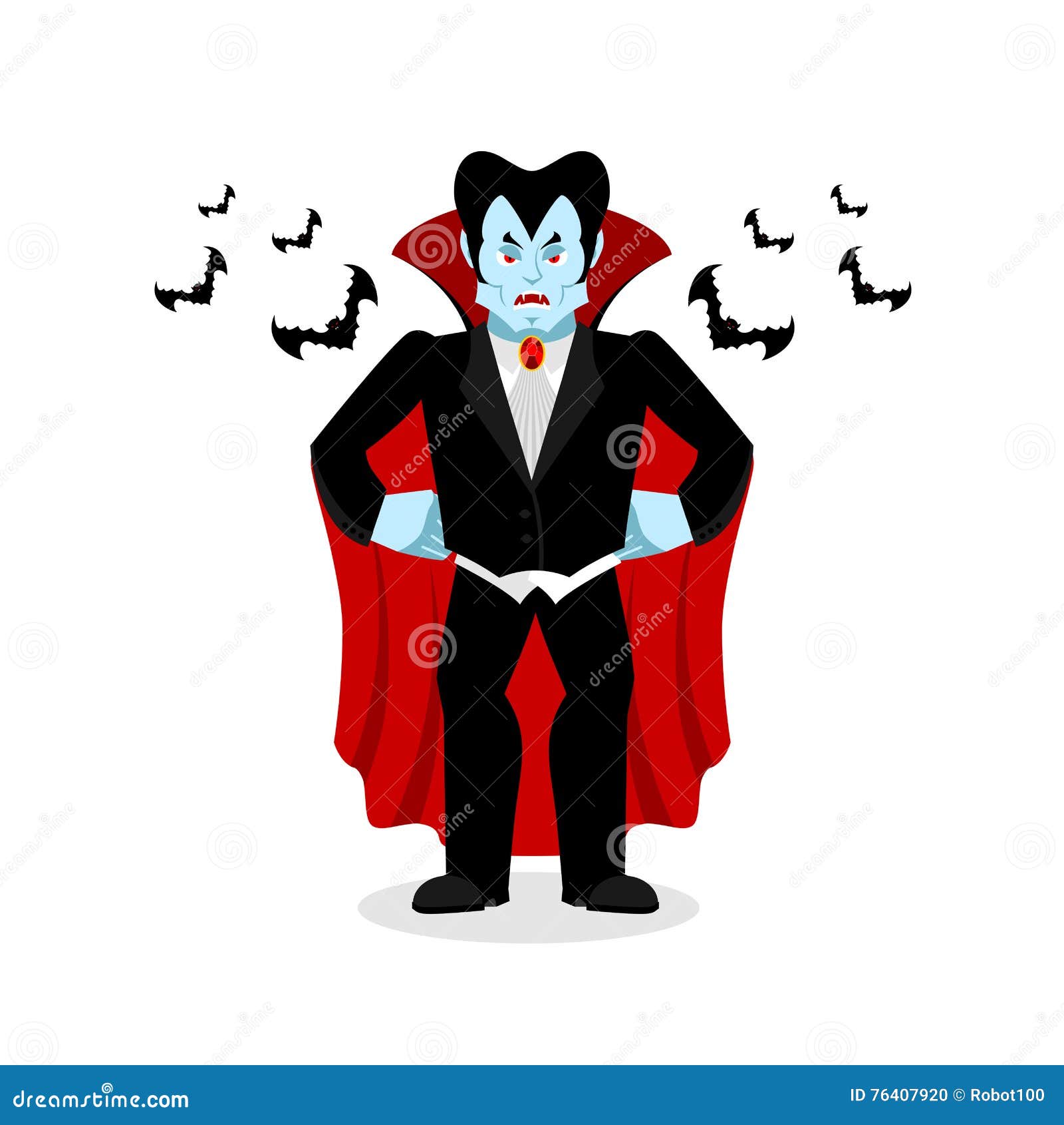 Angry Dracula. Evil Vampire. Aggressive Ghoul In Black Cloak And Vector ...