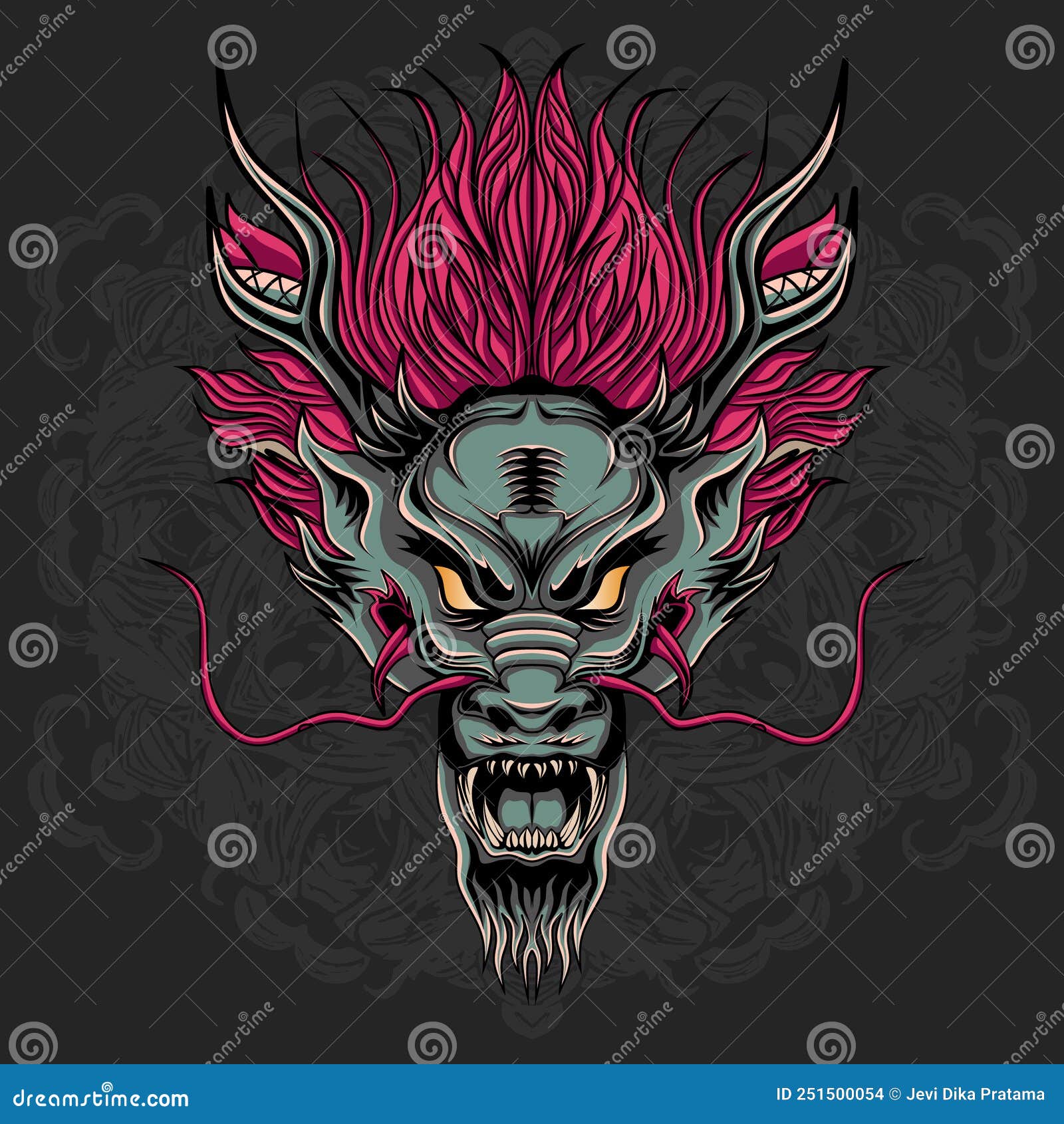 Angry Dragon Head Illustration Stock Illustration - Illustration of ...