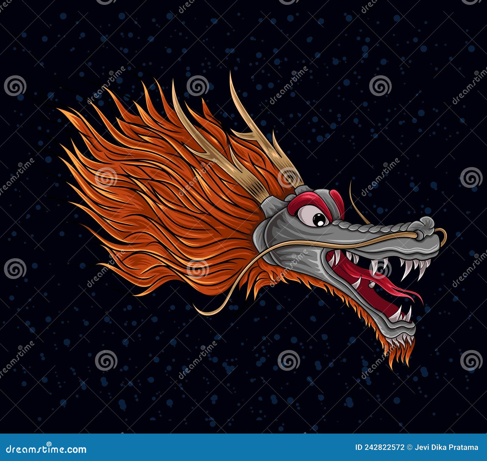 Angry Dragon Flying In The Fire. Cartoon Vector | CartoonDealer.com ...