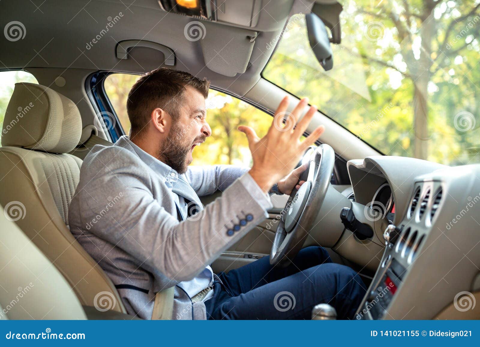 Really Angry Driver Behind the Steering Wheel Stock Image - Image of ...