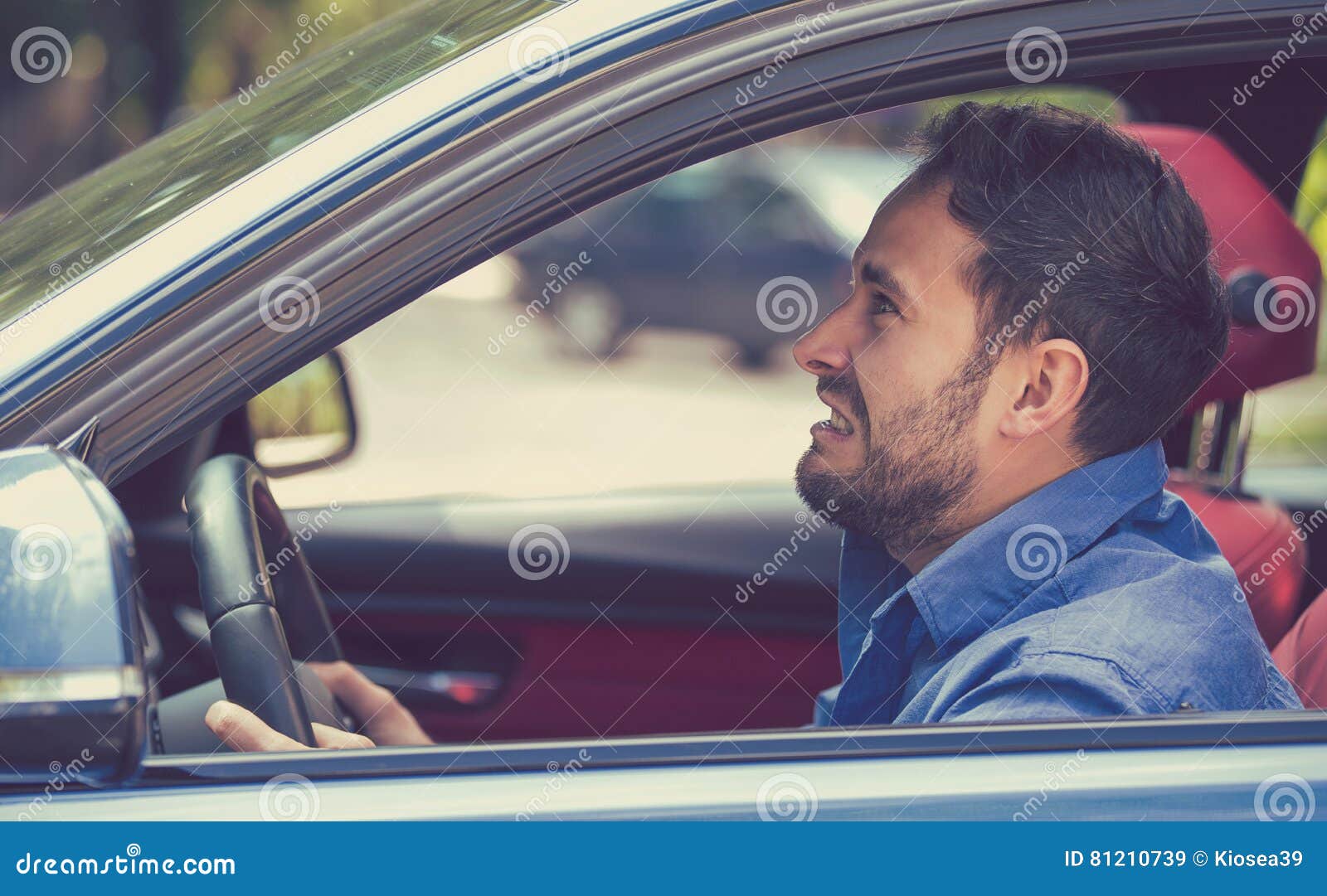 Angry Driver. Negative Human Emotions Face Expression Stock Image ...