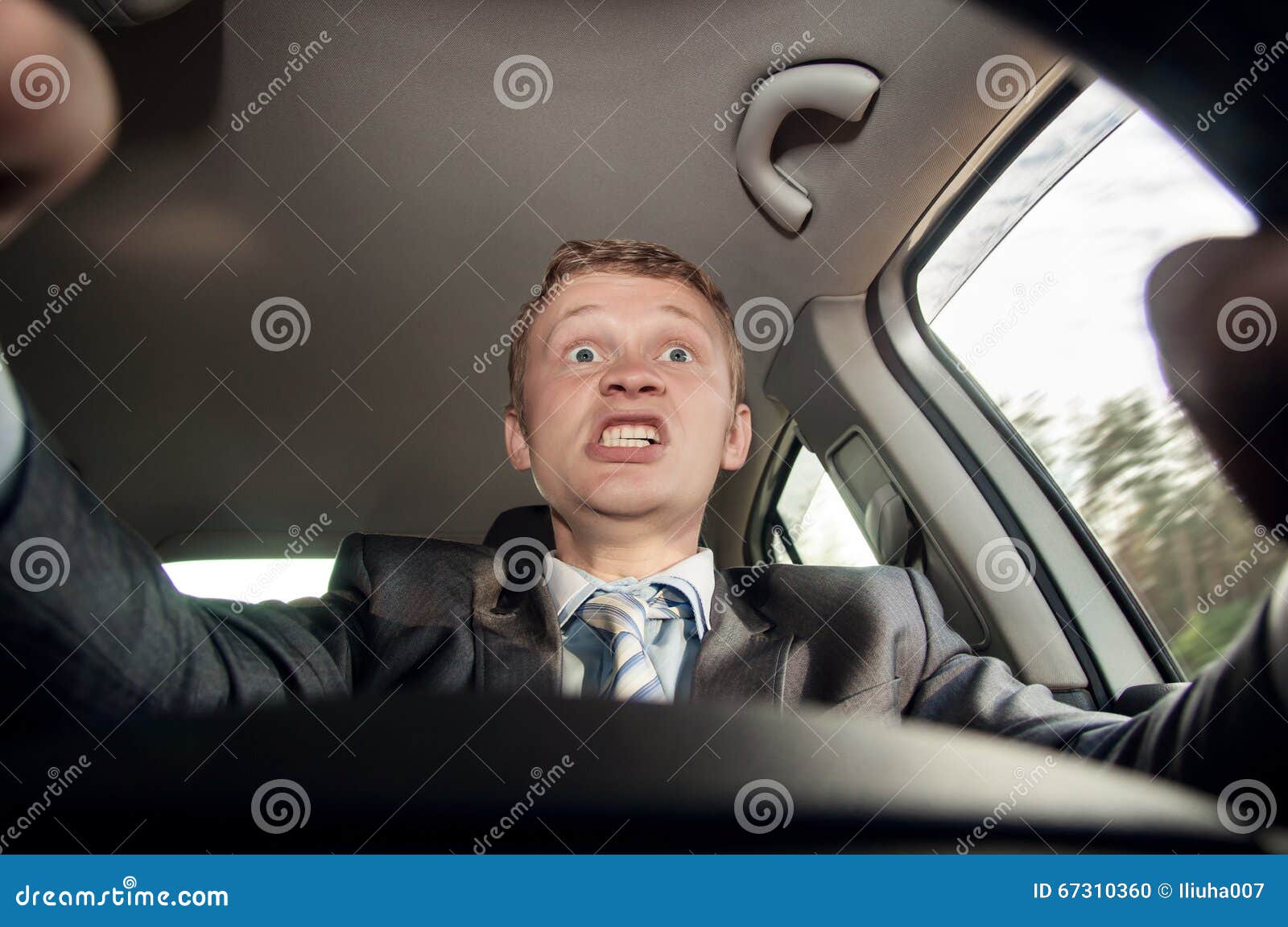 Angry Driver on the Road Driving a Car Stock Photo - Image of rider ...