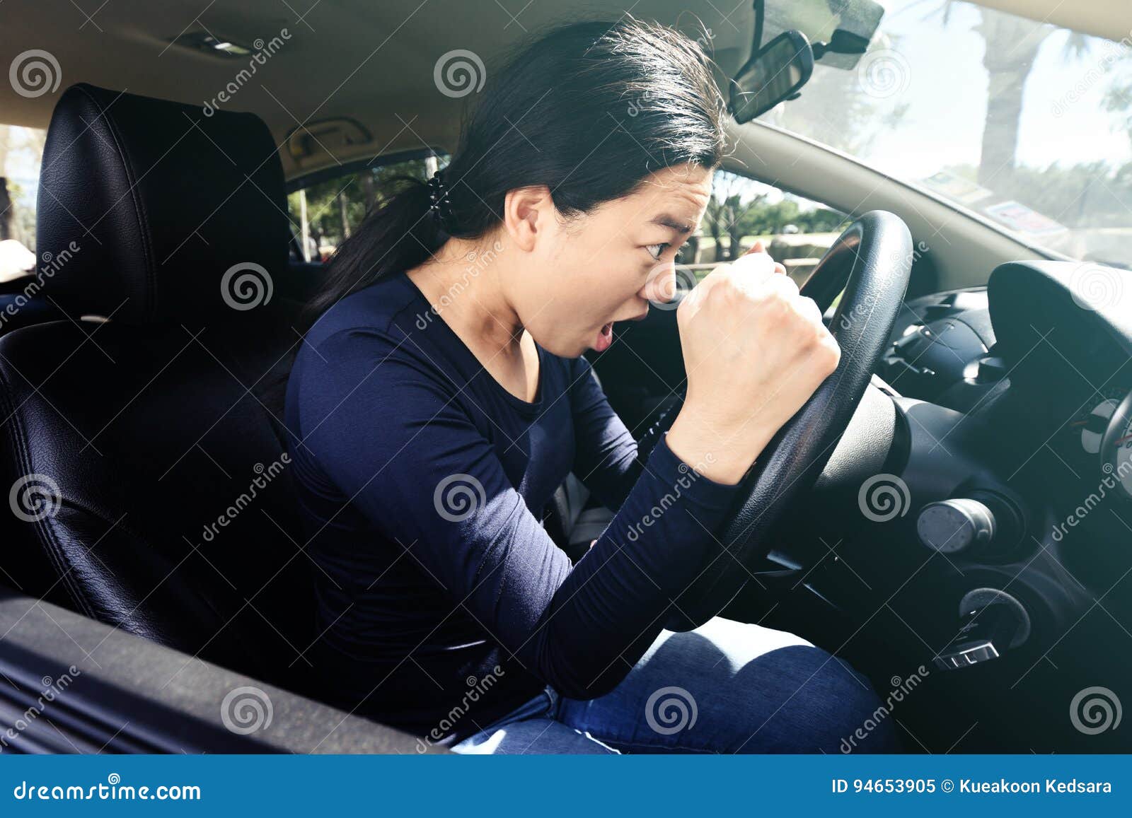 Angry Driver Yelling in Her Car Stock Image - Image of face, frustrated ...