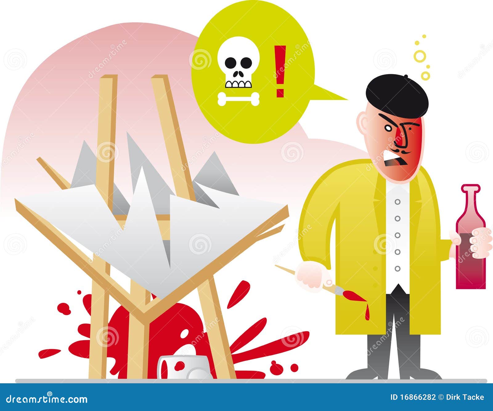 Angry Drunk Painter Destroyed His Canvas Stock Vector - Illustration of ...