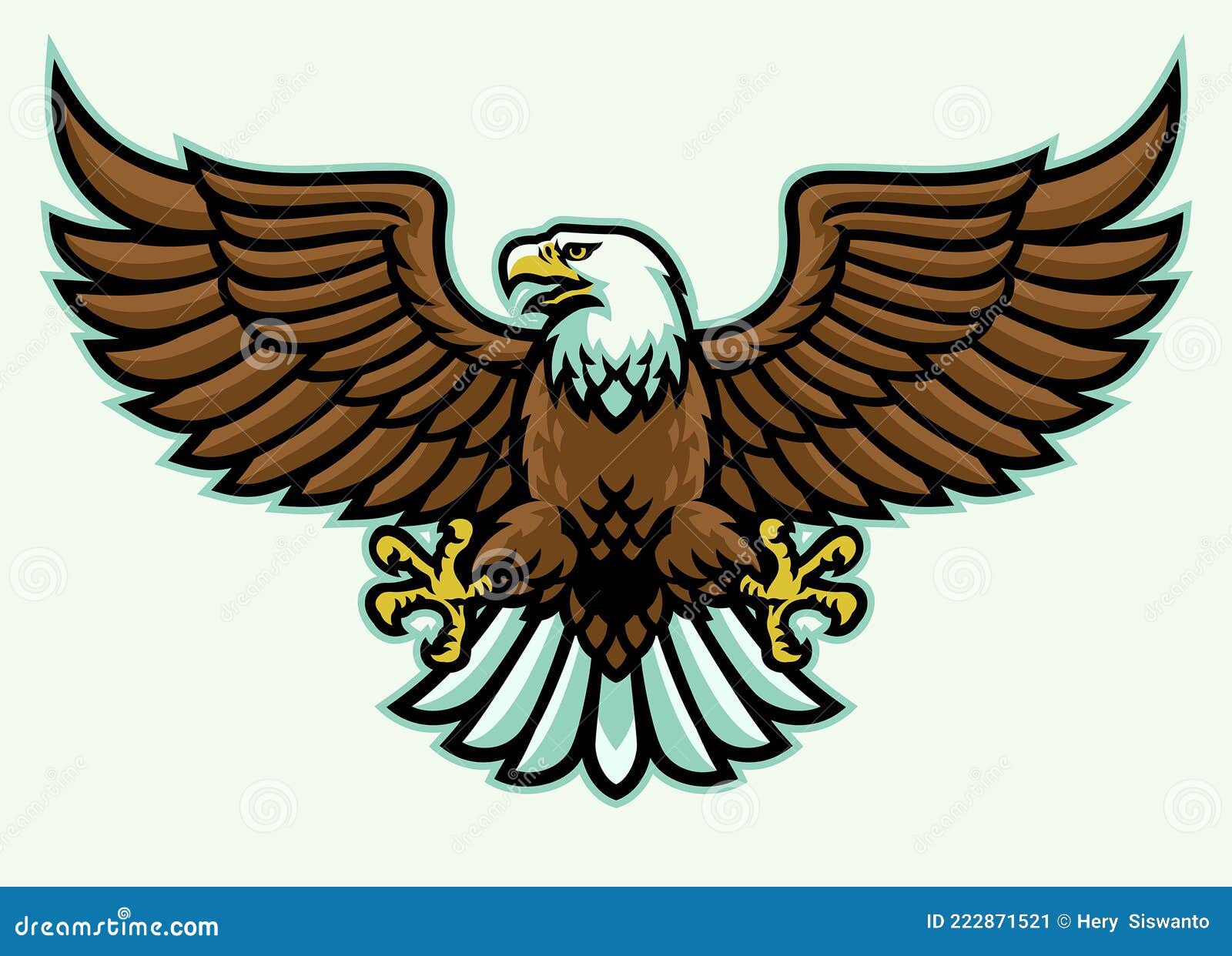 Angry Eagle Logo. Vicious Face Vector Illustration With Line Art Style ...