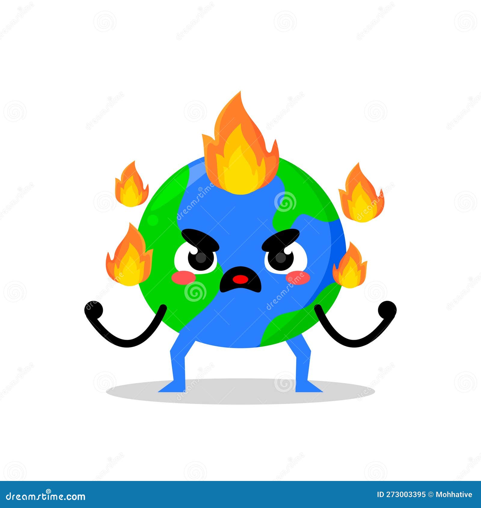 Angry Earth Cute Mascot Illustration. Burning Mascot Vector ...