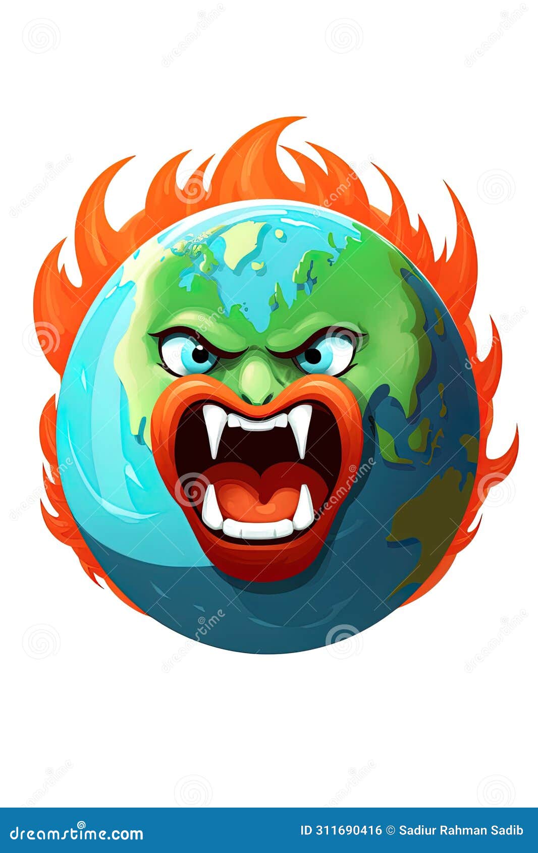Angry Earth Planet Character. Stock Illustration - Illustration of ...