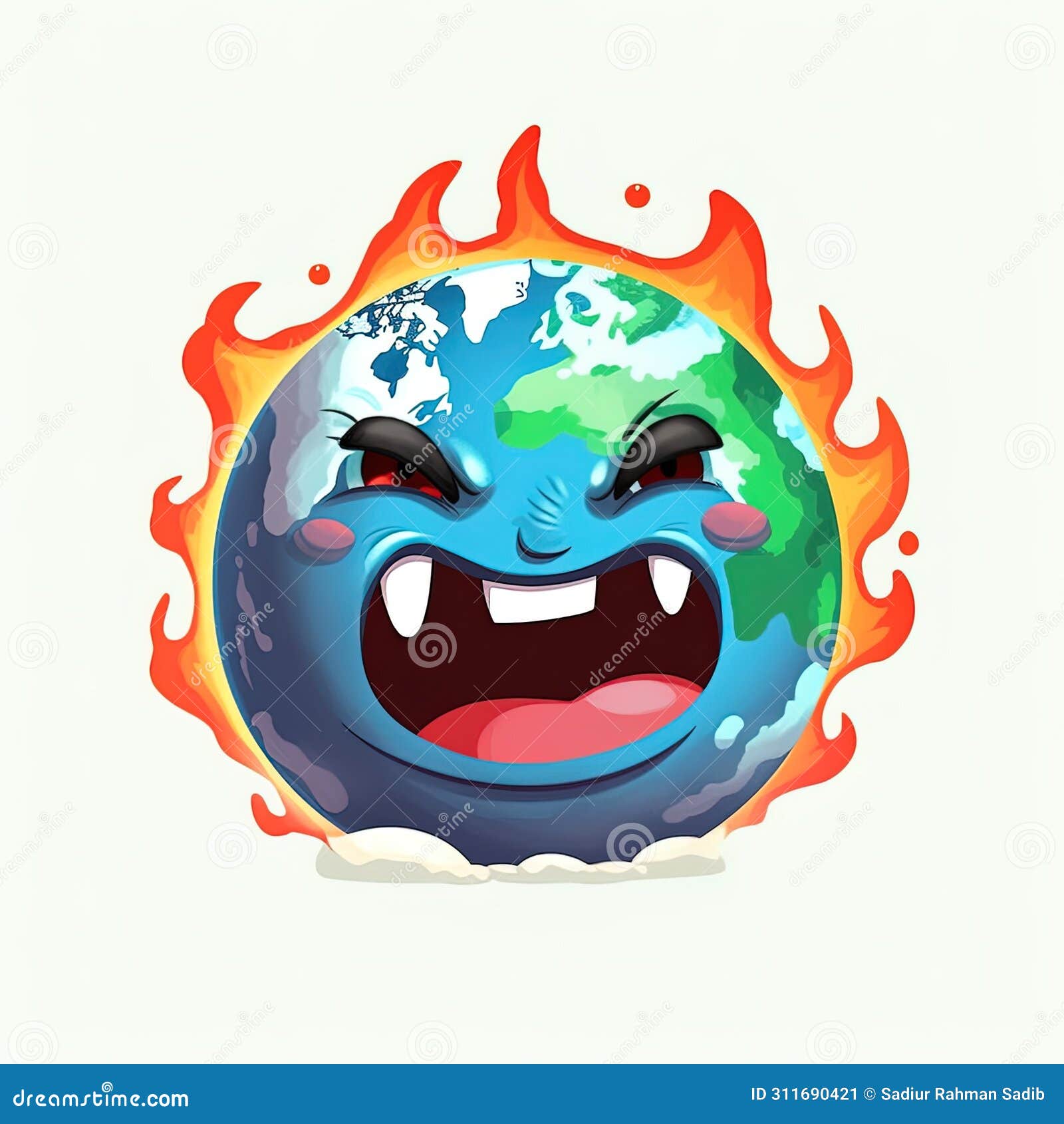 Angry Earth Mascot Isolated Cartoon In Flat Style | CartoonDealer.com ...