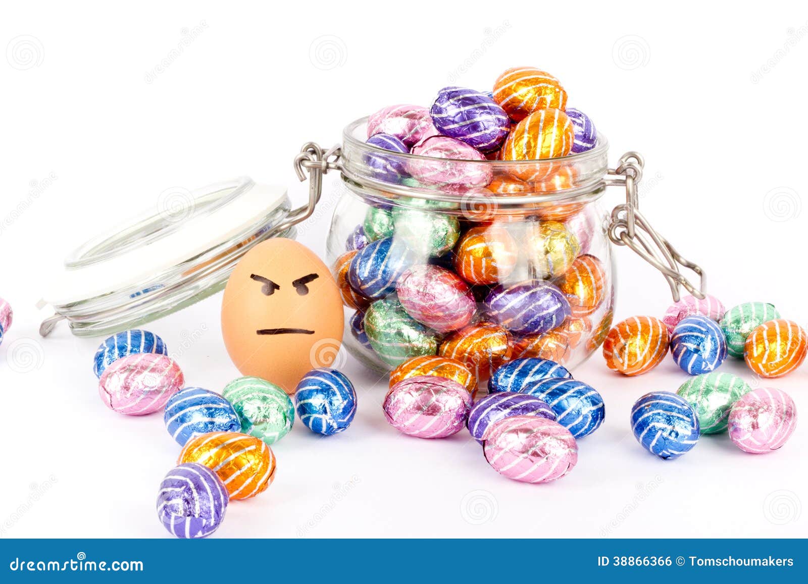Angry Egg between Chocolate Easter Eggs Stock Photo - Image of pink ...