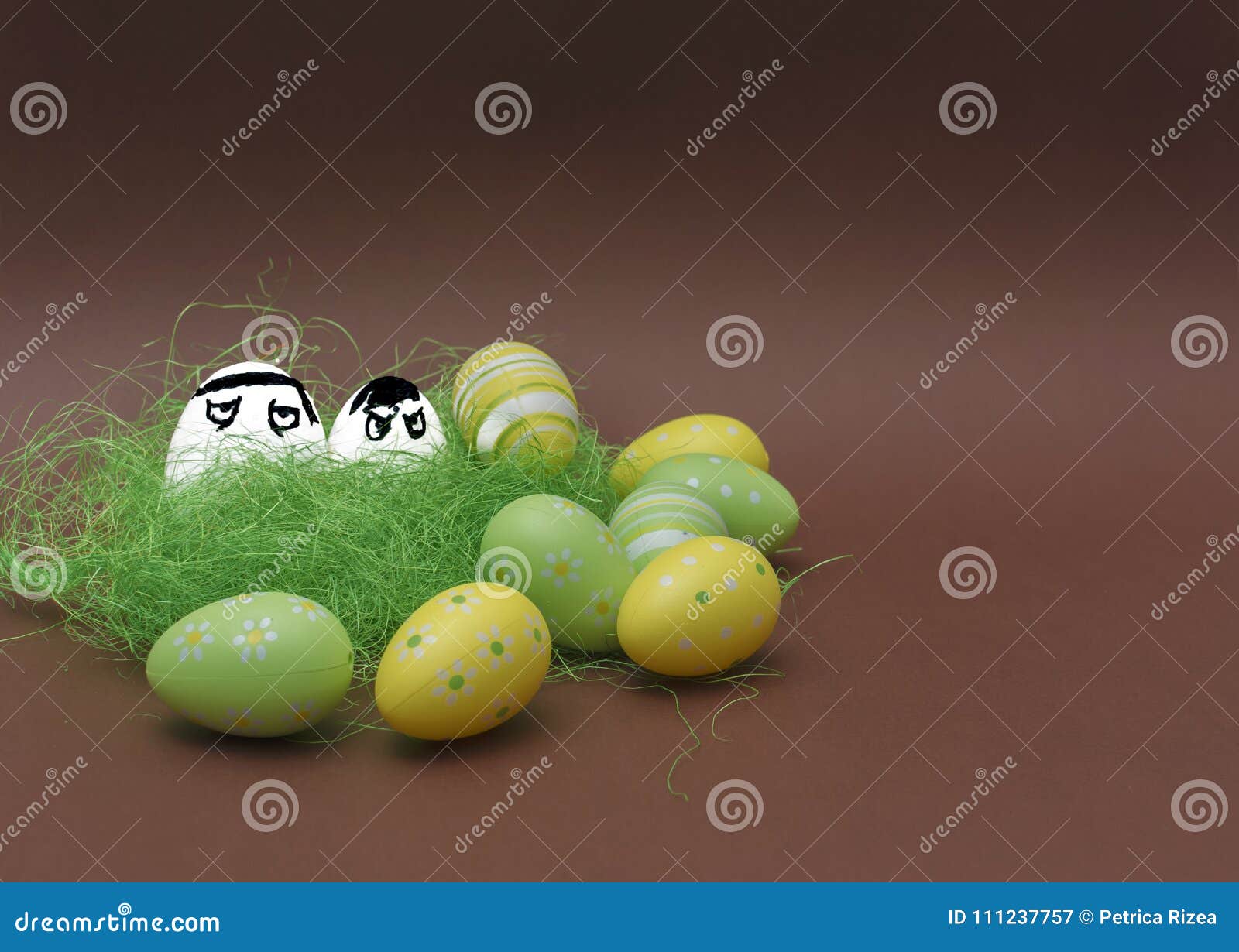 Angry Eggs Hidden in the Grass. Easter Funny Eggs Stock Image - Image ...