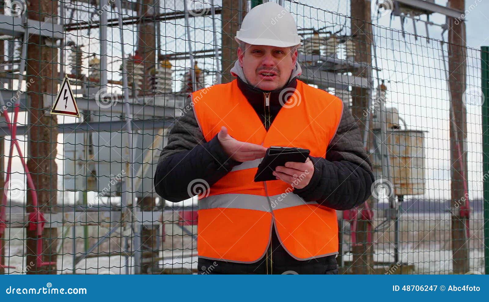 Angry Electrical Engineer with Tablet PC in Substation Stock Video ...