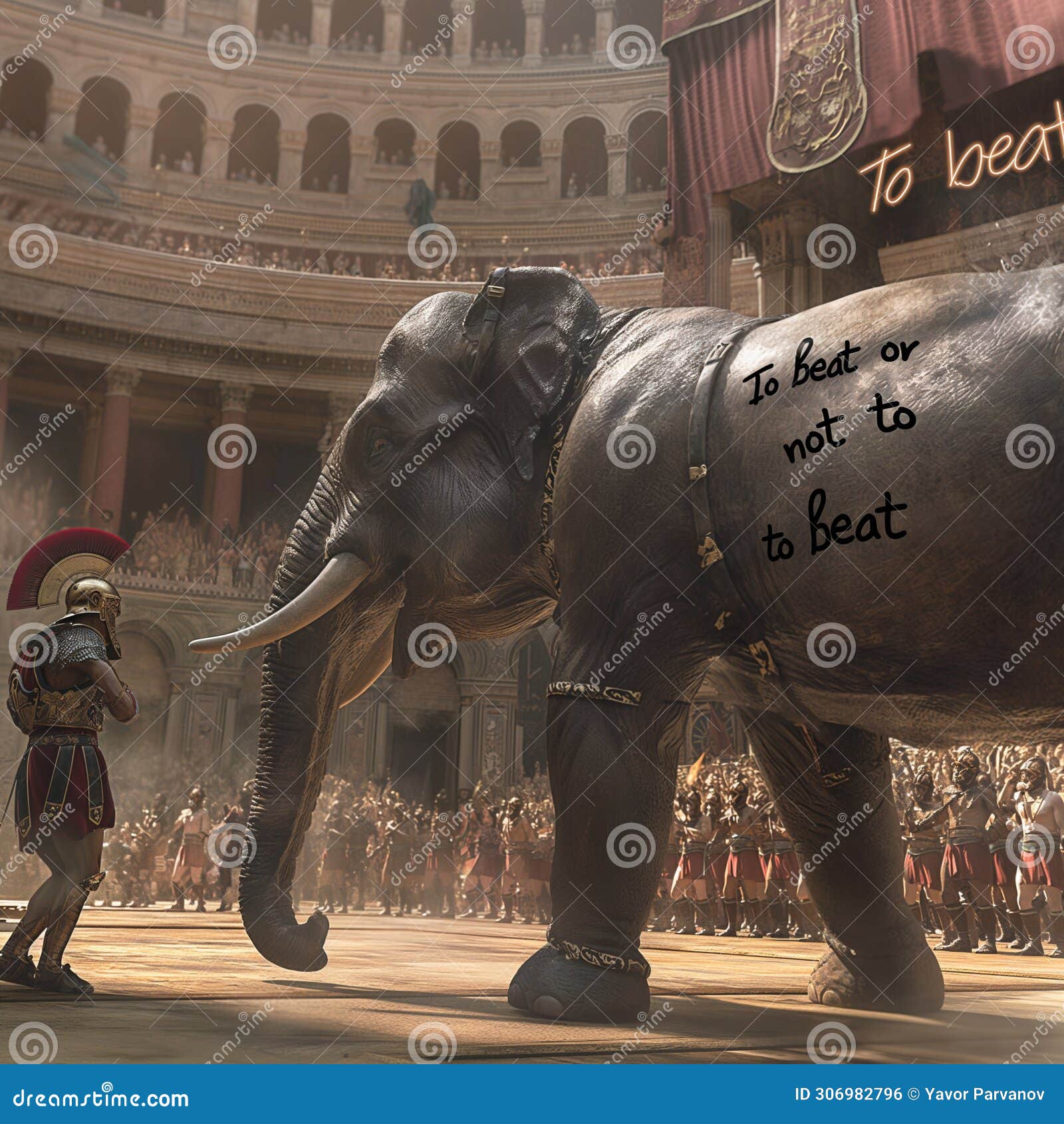 An Angry Elephant Fights with Gladiators in the Coliseum , AI Generated ...