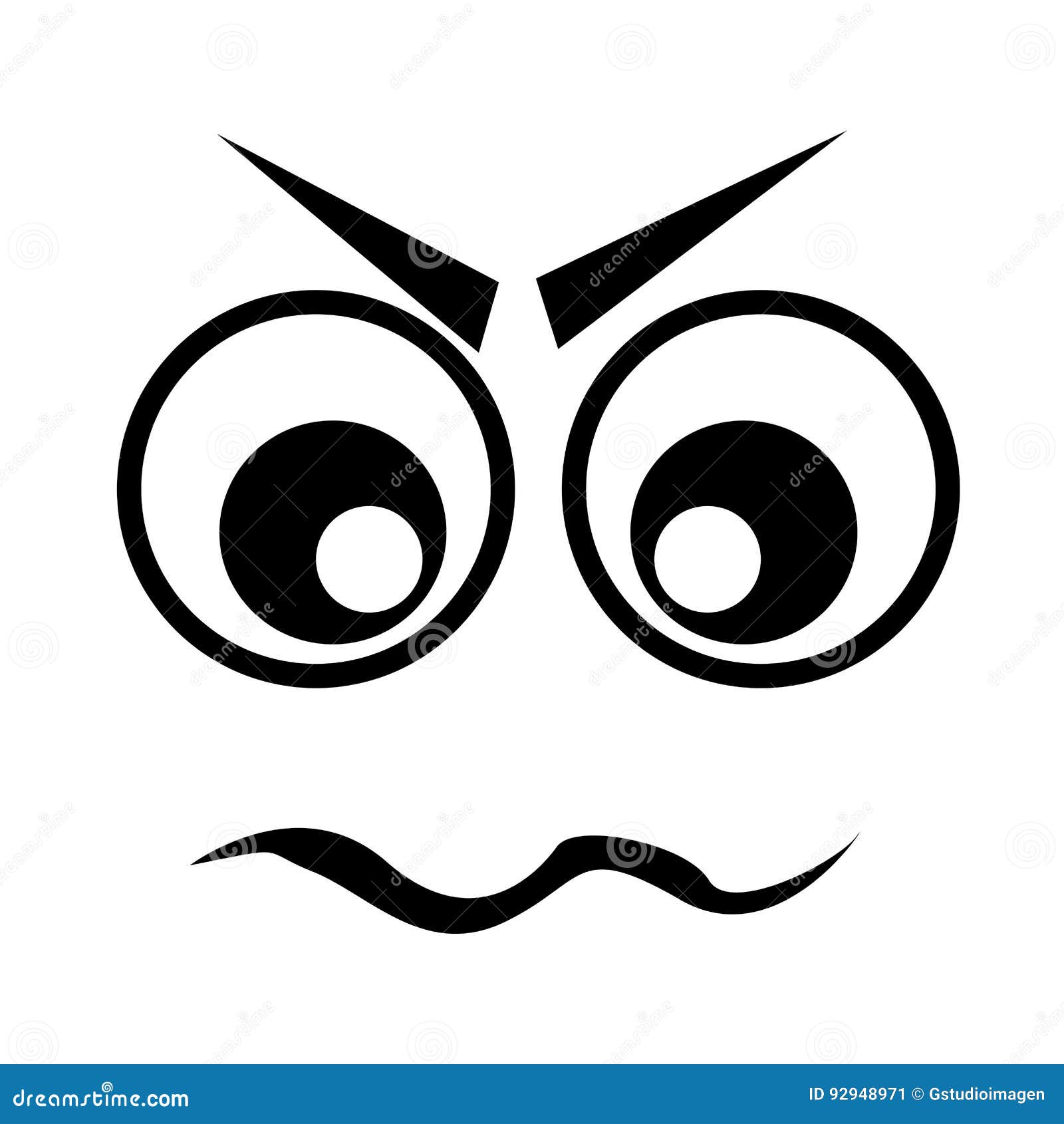 Angry Emogy Face Kawaii Character Stock Vector - Illustration of ...