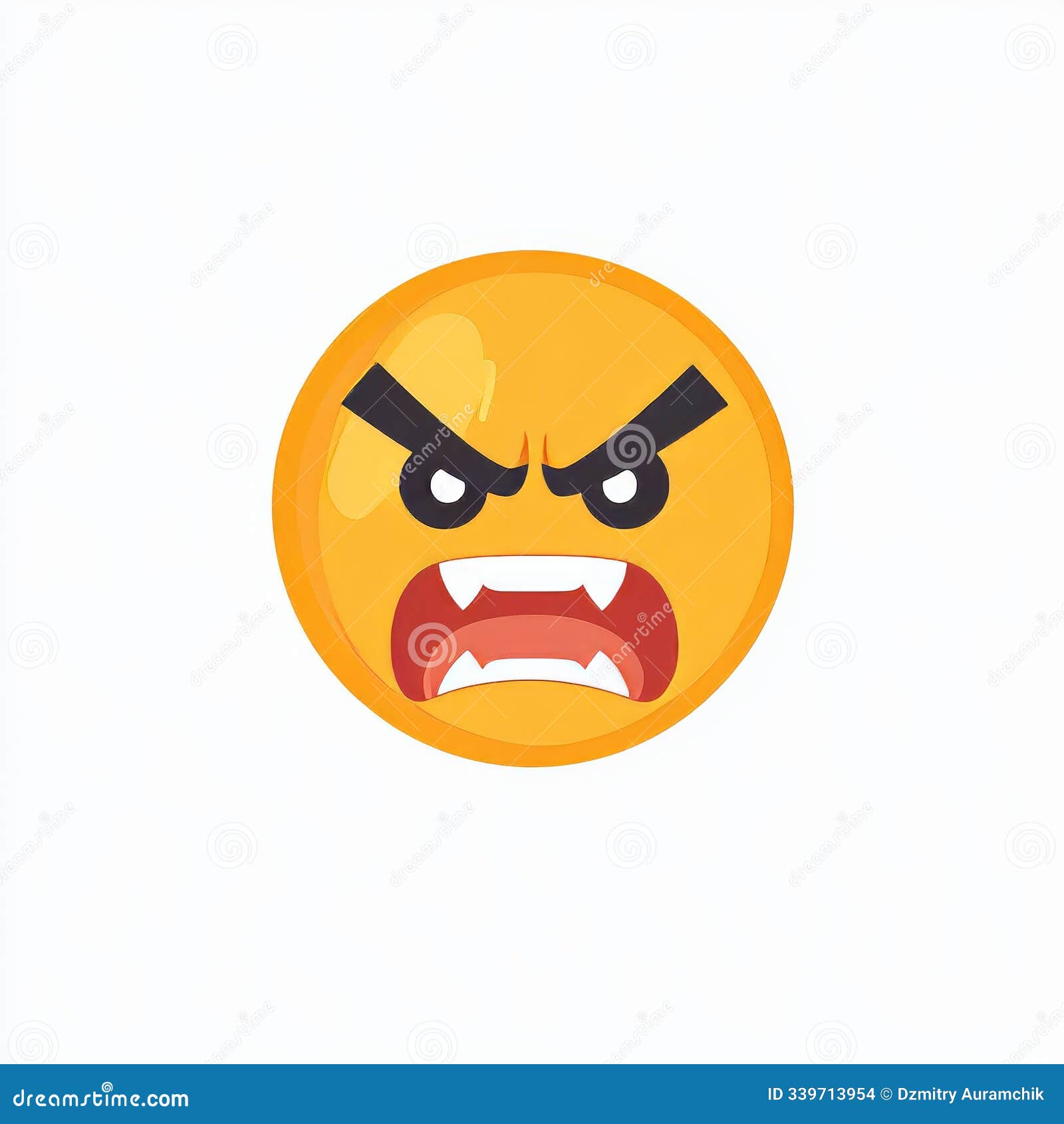 The Angry Emoji Face with Furrowed Brows Isolated on White Stock ...