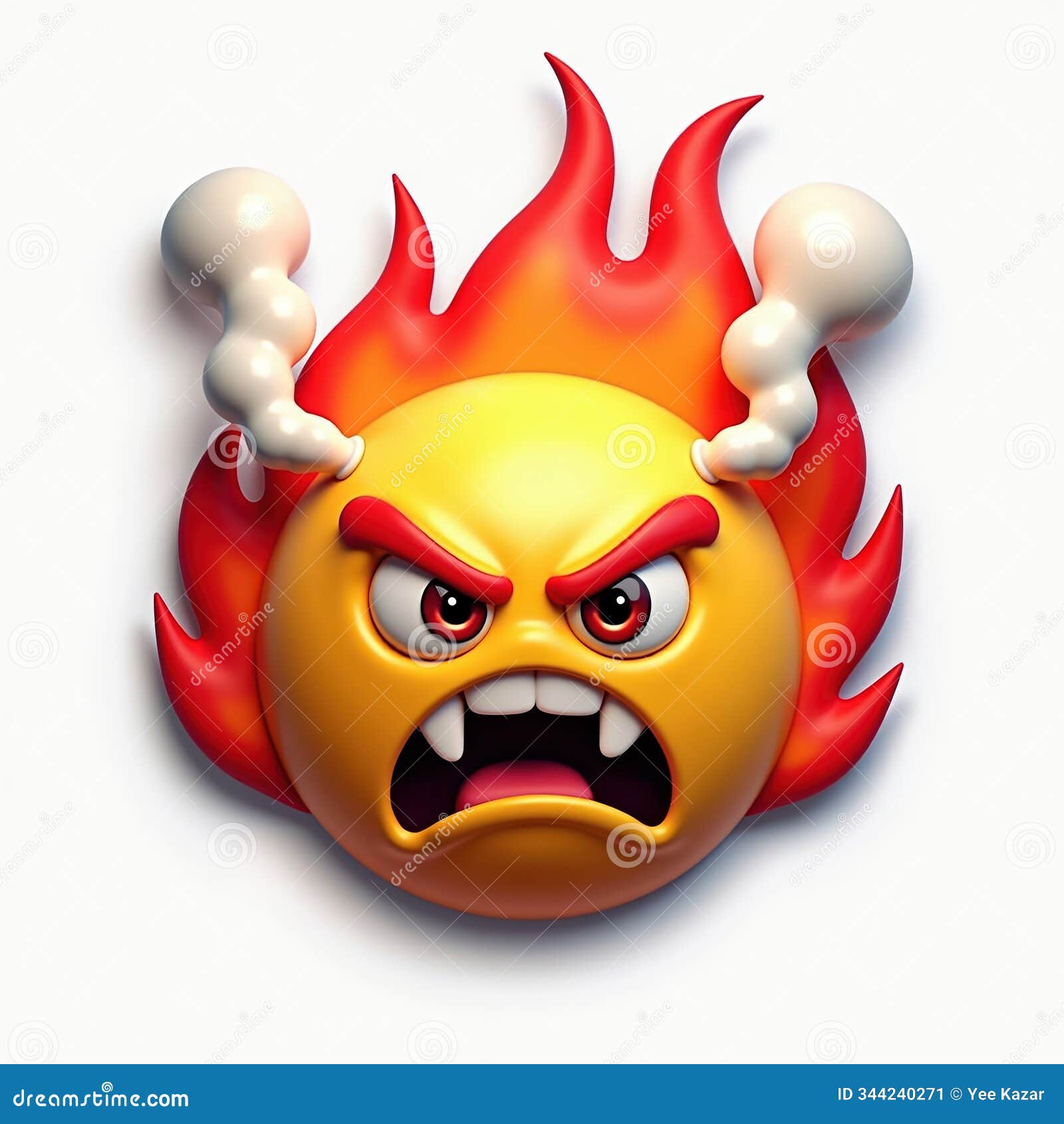 Angry Emoji with Fire stock illustration. Illustration of symbol ...
