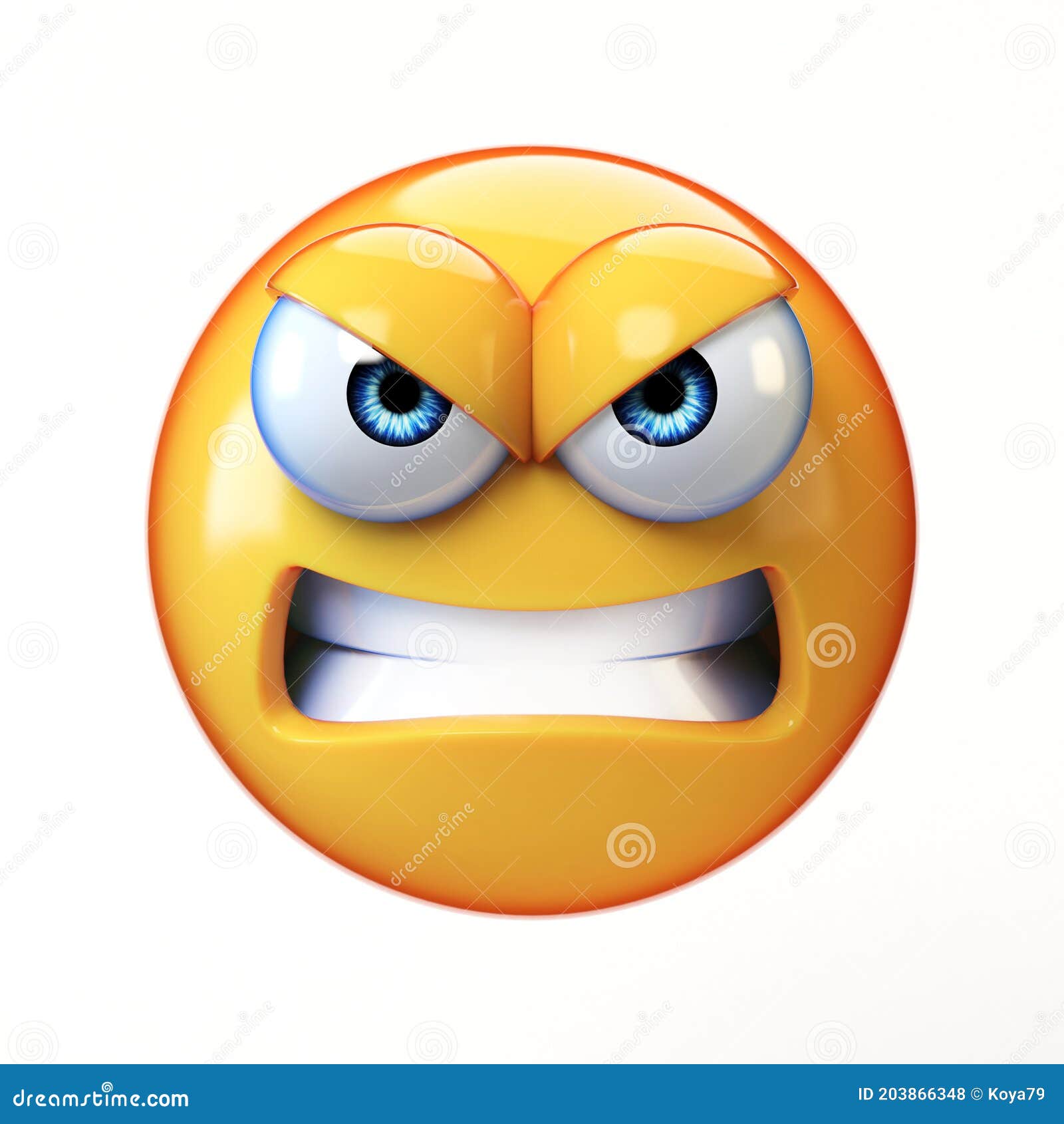 Angry Emoji Isolated on White Background, Mad Emoticon 3d Rendering ...