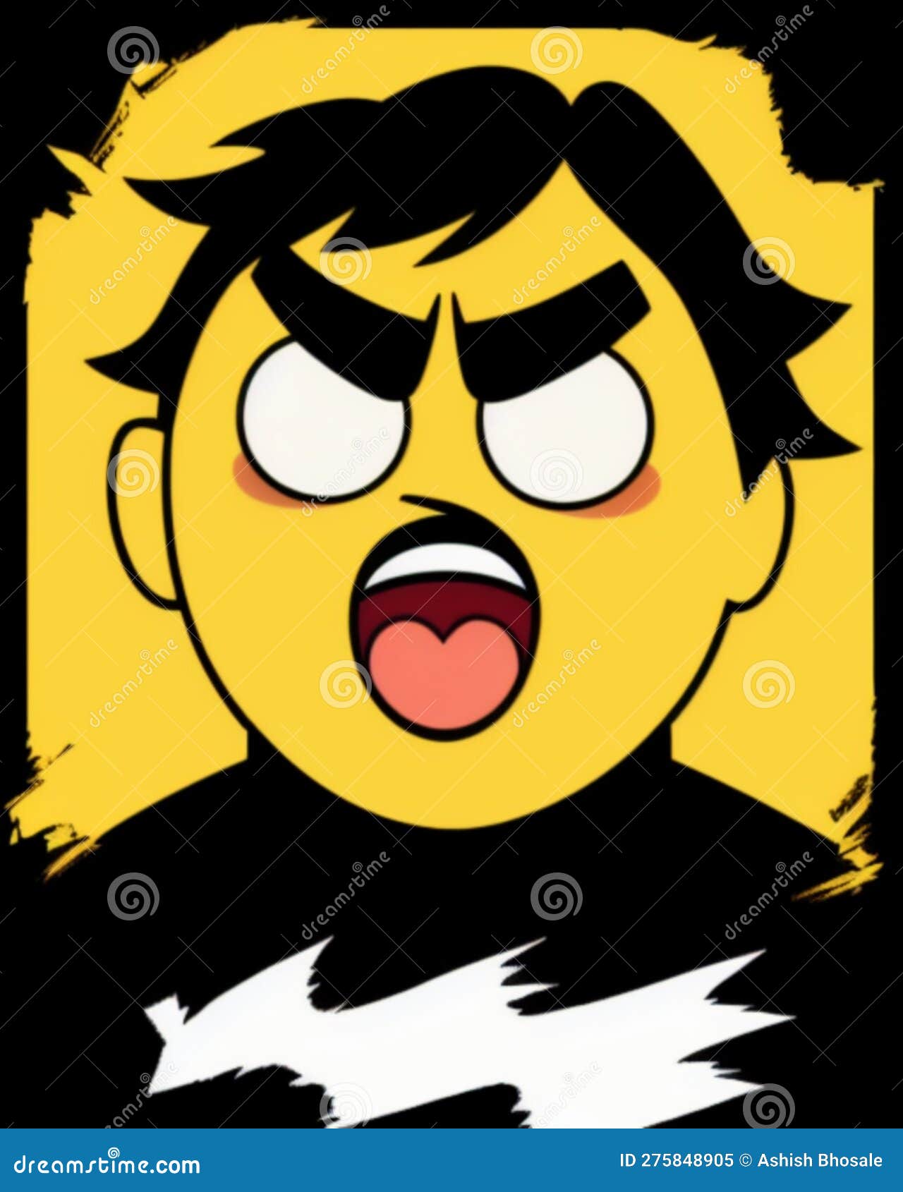 Angry Emoji, a Yellow Boy Shouting because of Amger Stock Illustration ...