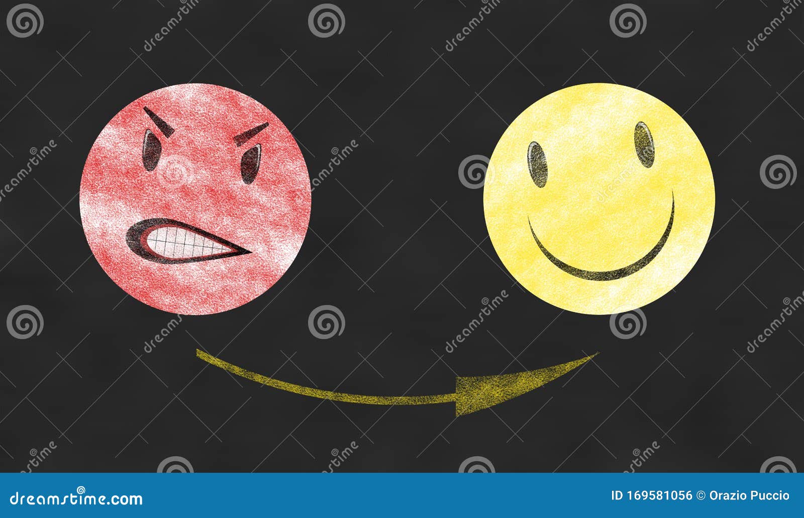 Angry Emoticon, Happy Emoticon On A Black Background Stock Photography ...