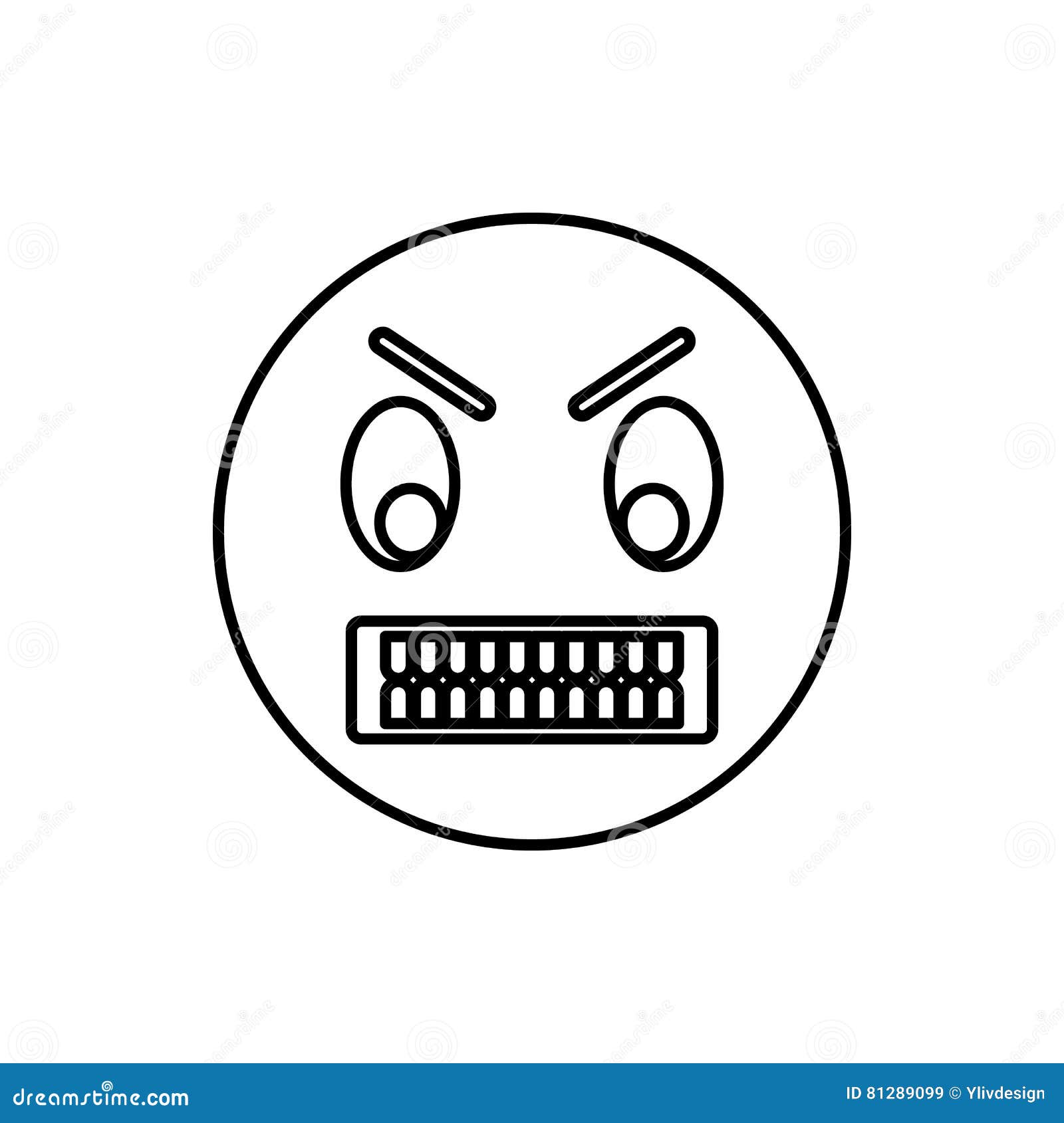Angry Emoticon Icon, Outline Style Stock Vector - Illustration of funny ...