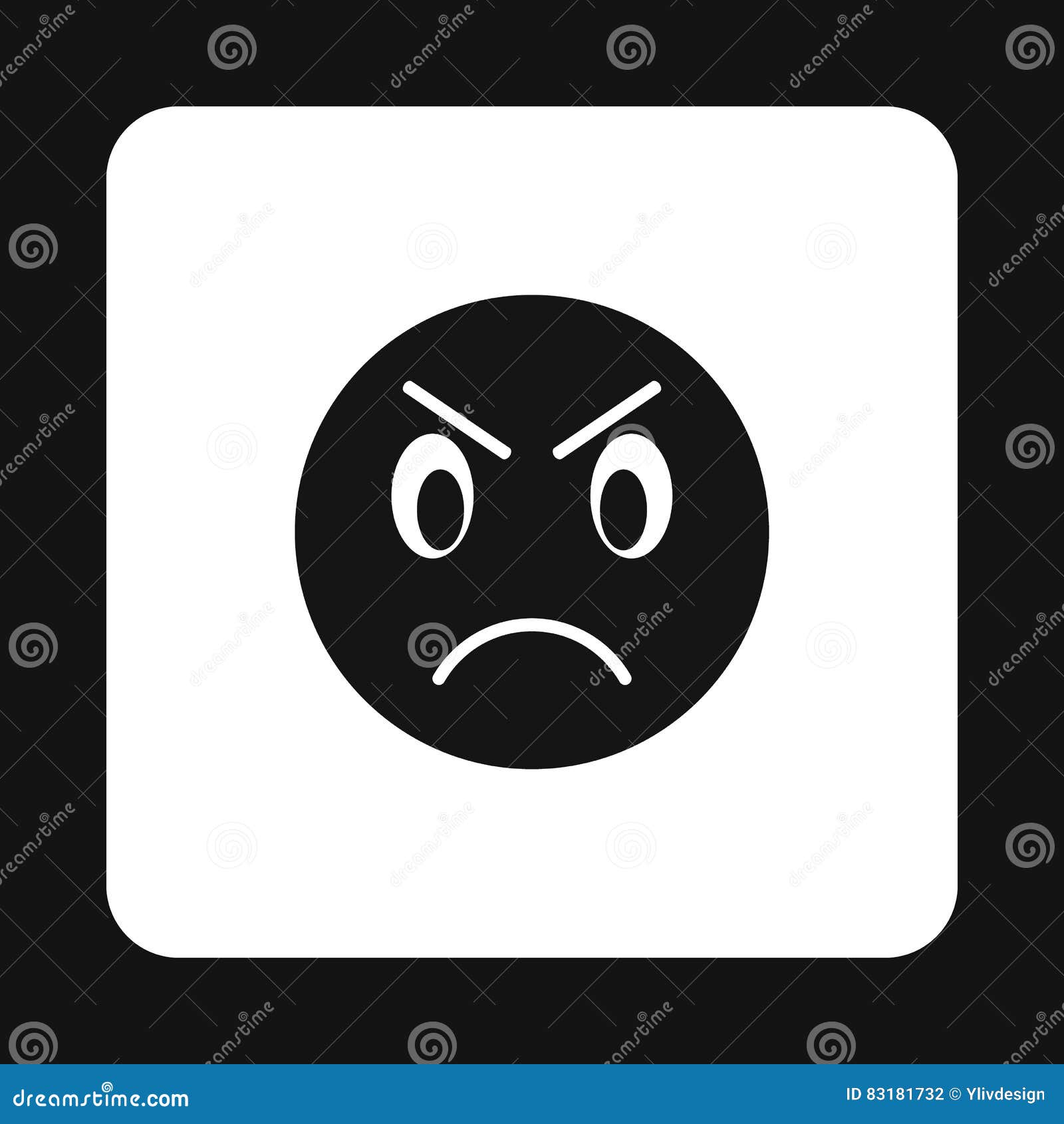 Angry Emoticon Icon, Simple Style Stock Vector - Illustration of comic ...