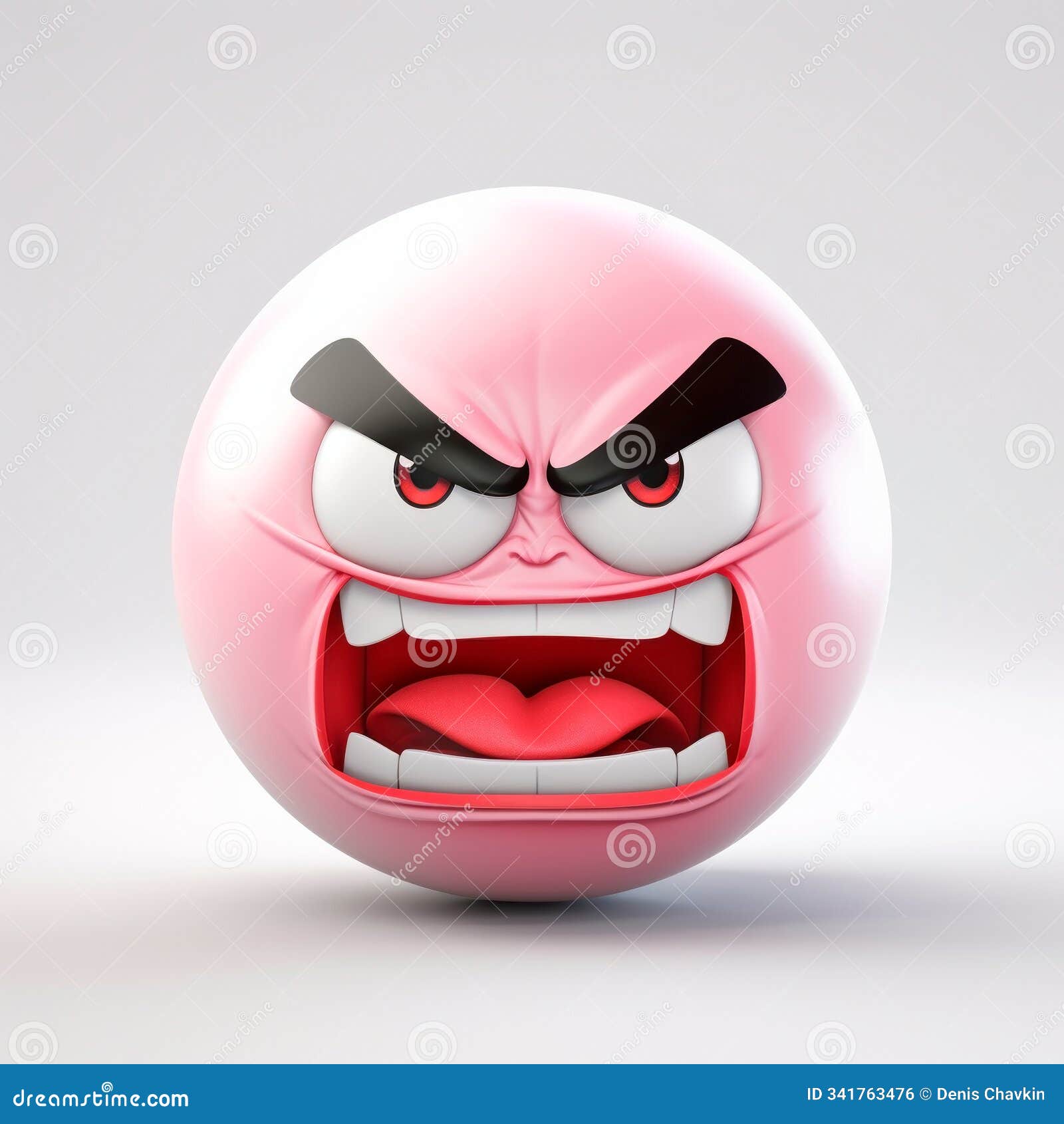 Angry Emotion Expression by Emoji Ball 3d Sphere Rendered. Pastel ...